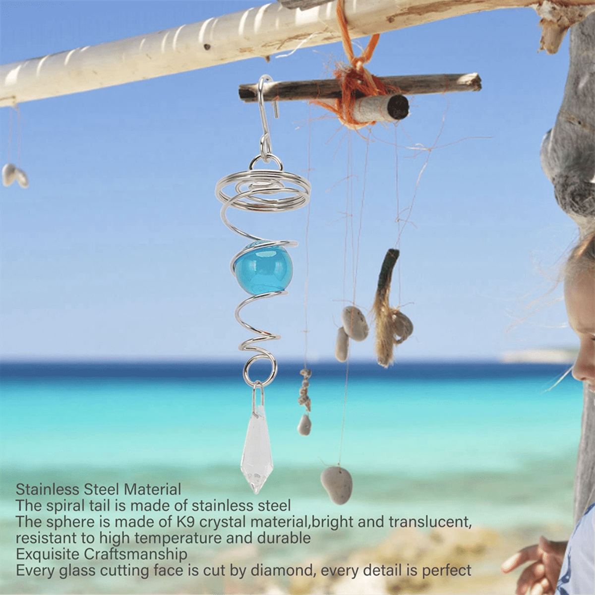 Spiral Wind, 2Pcs Gazing Ball Spiral Tail Wind Stabilizer Stainless ...