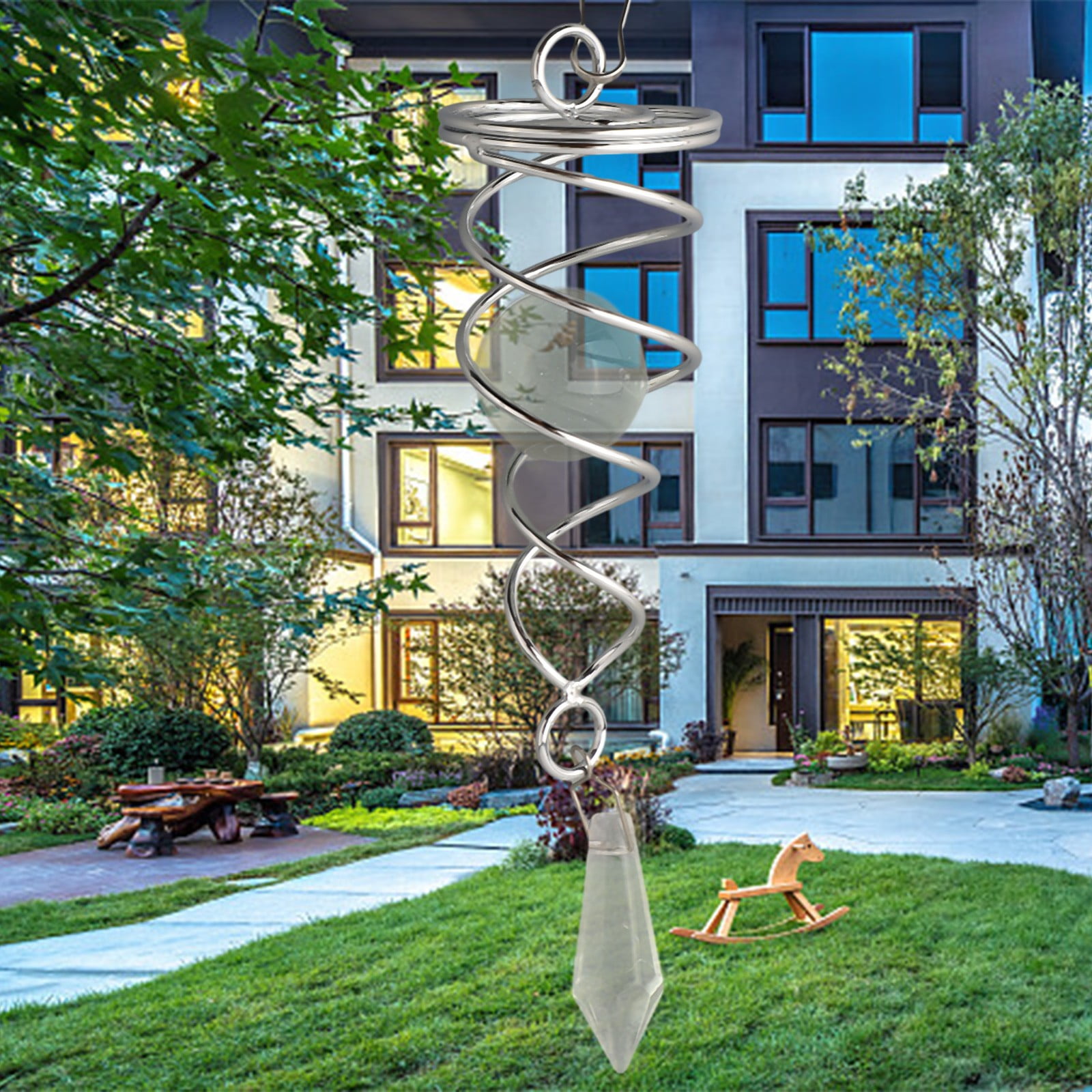 Spiral Wind Spinners with Crystal Ball Winds Chimes for Garden Hanging ...
