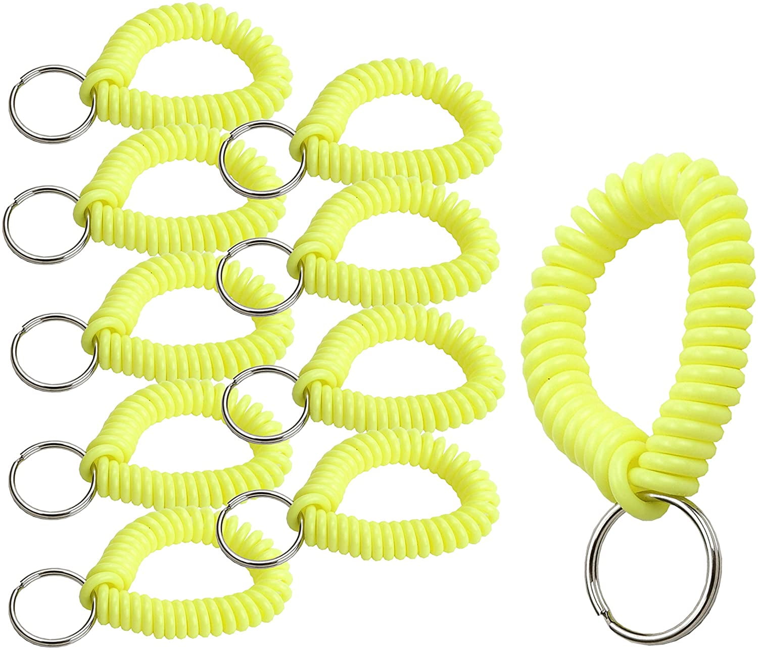 Spiral Wrist Coil with Steel Key Ring, Flexible Wrist Band Key Chain ...