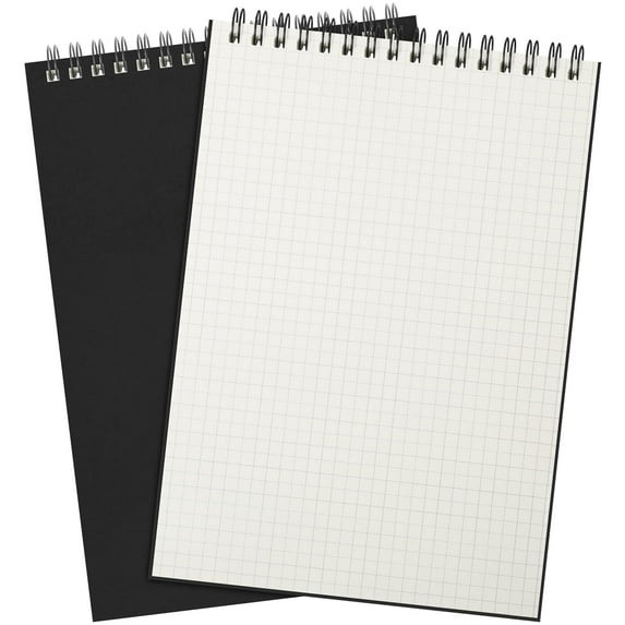 Spiral graph notebook 2 pack, A5 grid paper notepad, 140 pages top ...