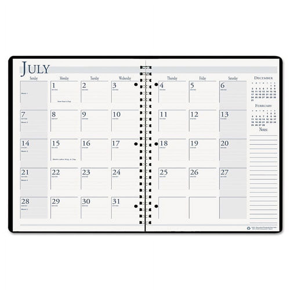 "Spiralbound Academic Monthly Planner, 11 x 8.5, Black Cover, 14-Month ...