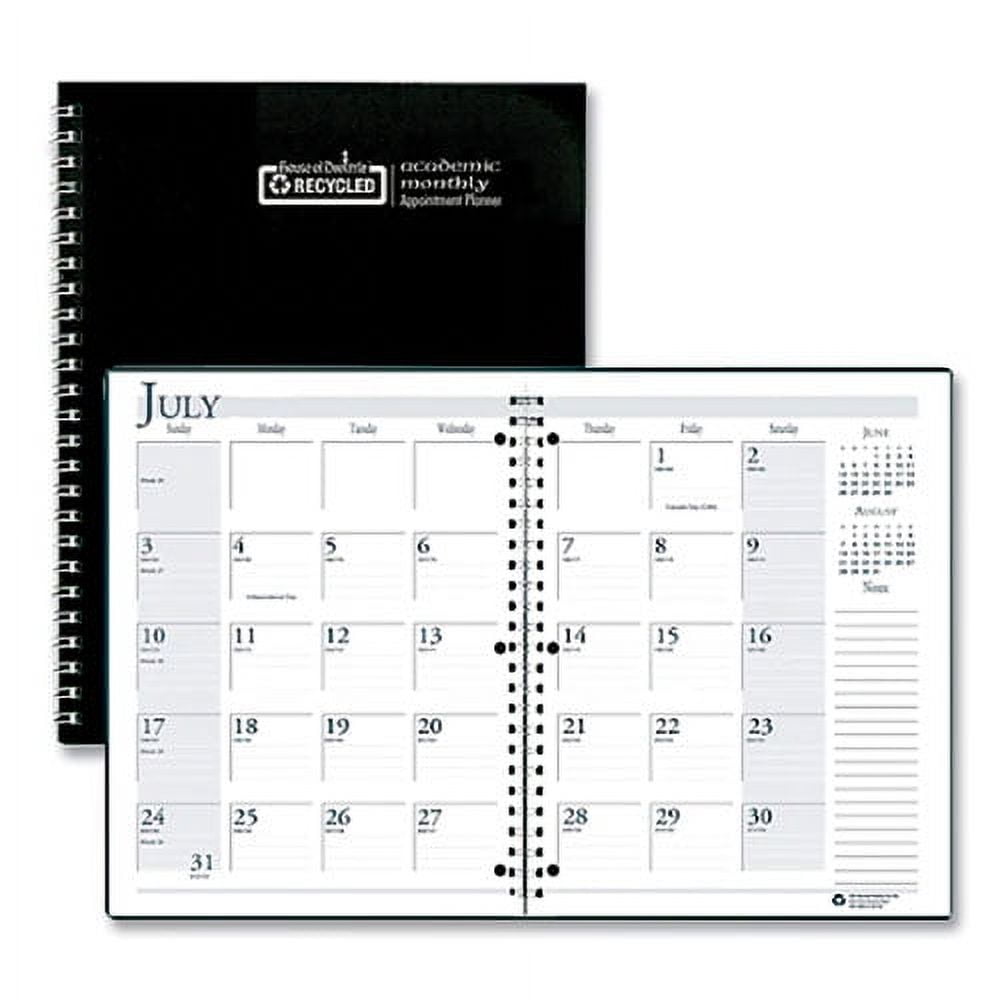 Spiralbound Academic Monthly Planner, 11 x 8.5, Black Cover, 14-Month ...