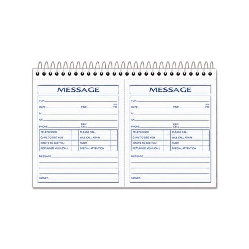 Spiralbound Message Book 4 1/4 x 5, Carbonless Duplicate, 200 Sets/Book ...