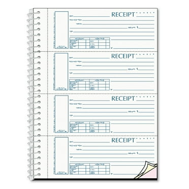 Tops 3-Part Hardbound Receipt Book, Three-Part Carbonless, 7 X 2.75, 4 ...