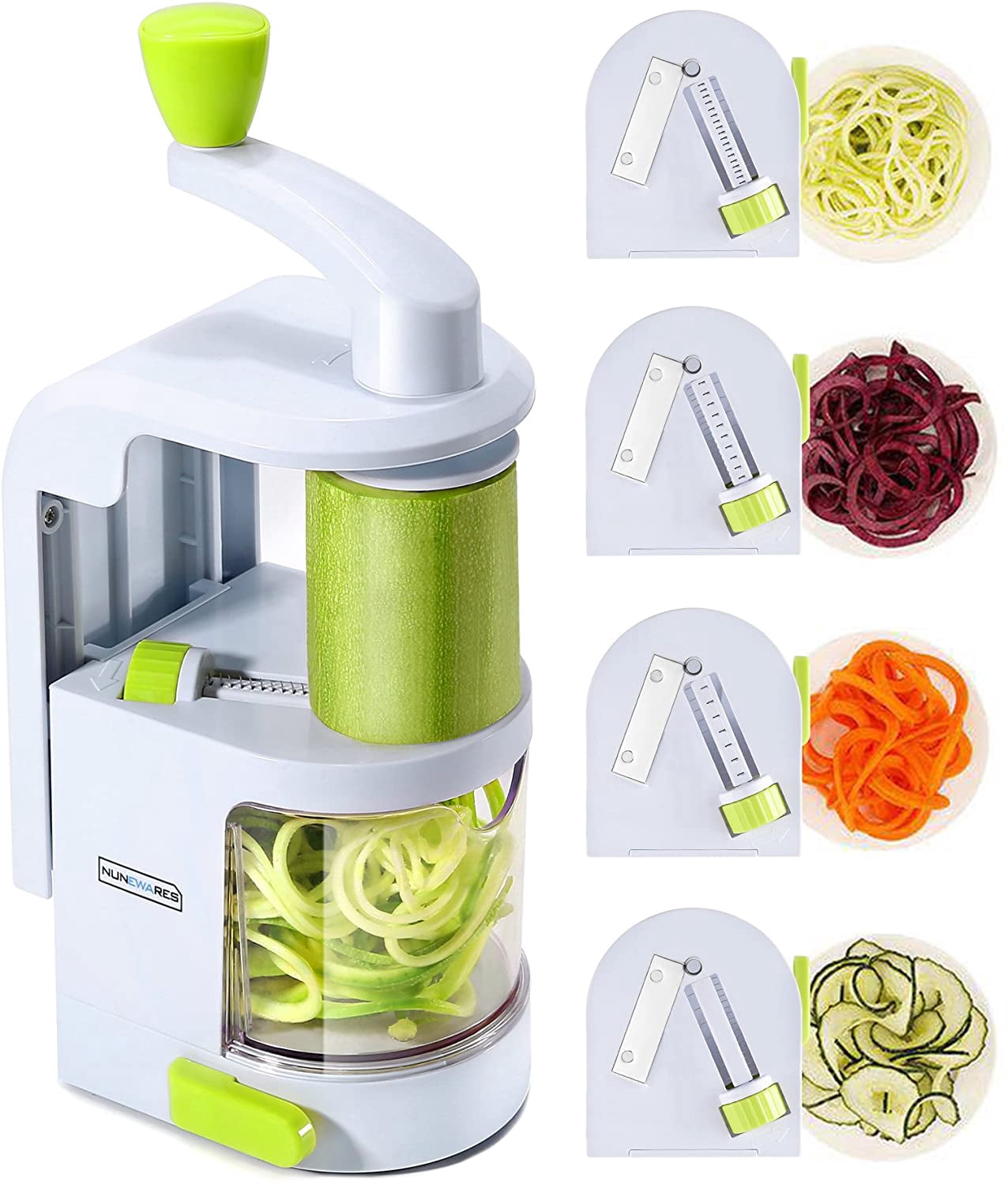 Spiralizer Vegetable Slicer (4-in-1 Rotating Blades) Heavy Duty Veggie ...