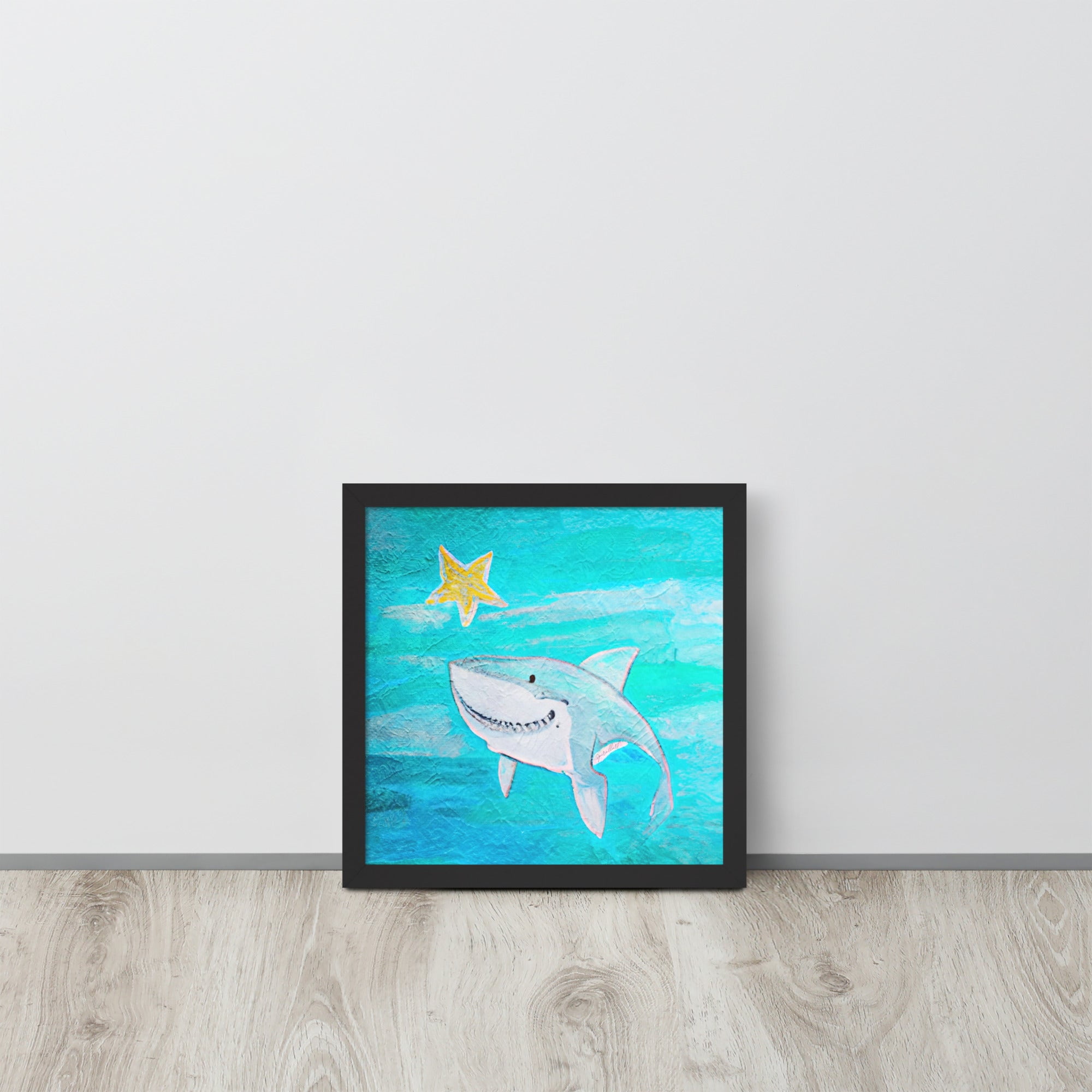 Spirallart Framed Baby Shark Nursery Wall Art Decor with 12x12 Painting ...
