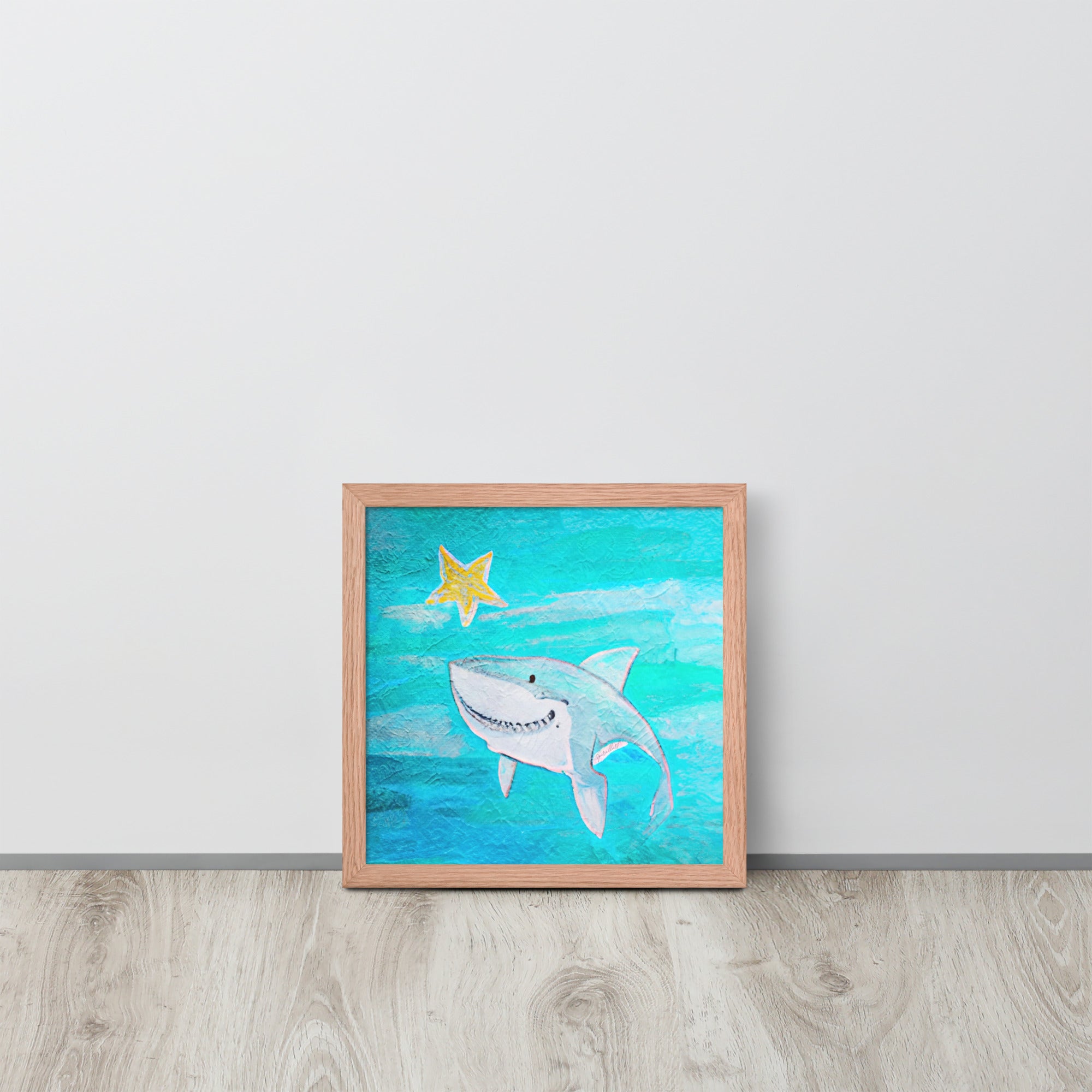 Spirallart Framed Baby Shark Nursery Wall Art Decor with 12x12 Painting ...