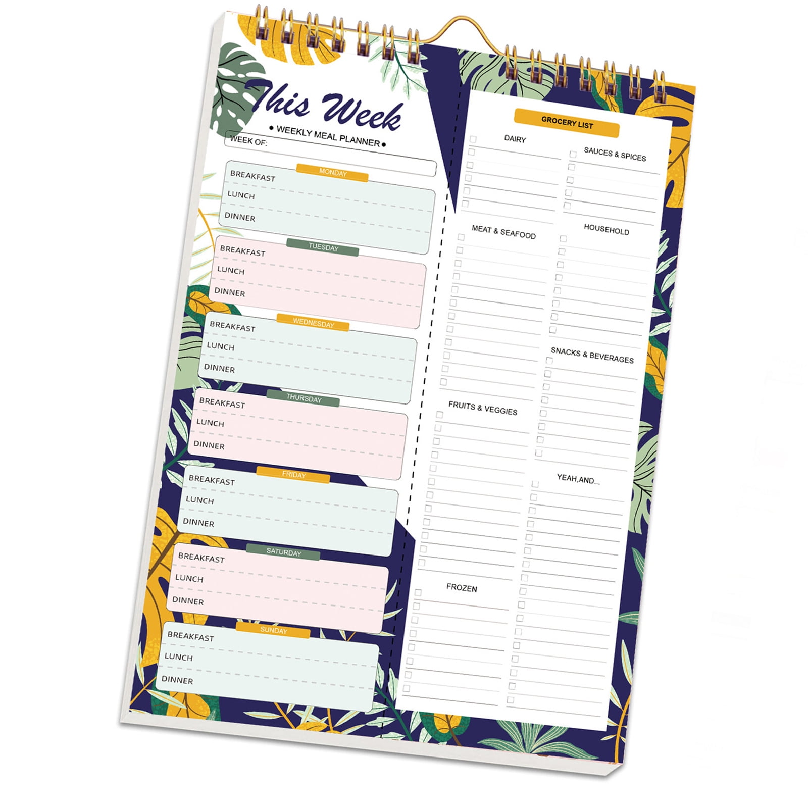 Spirals Meal Planning Pad Notebook Featuring Detachable Shopping Lists ...