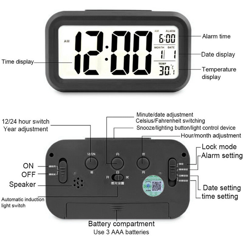 Spirastell Alarm Clock,Temperature Snooze Button With Bedroom Kids ...