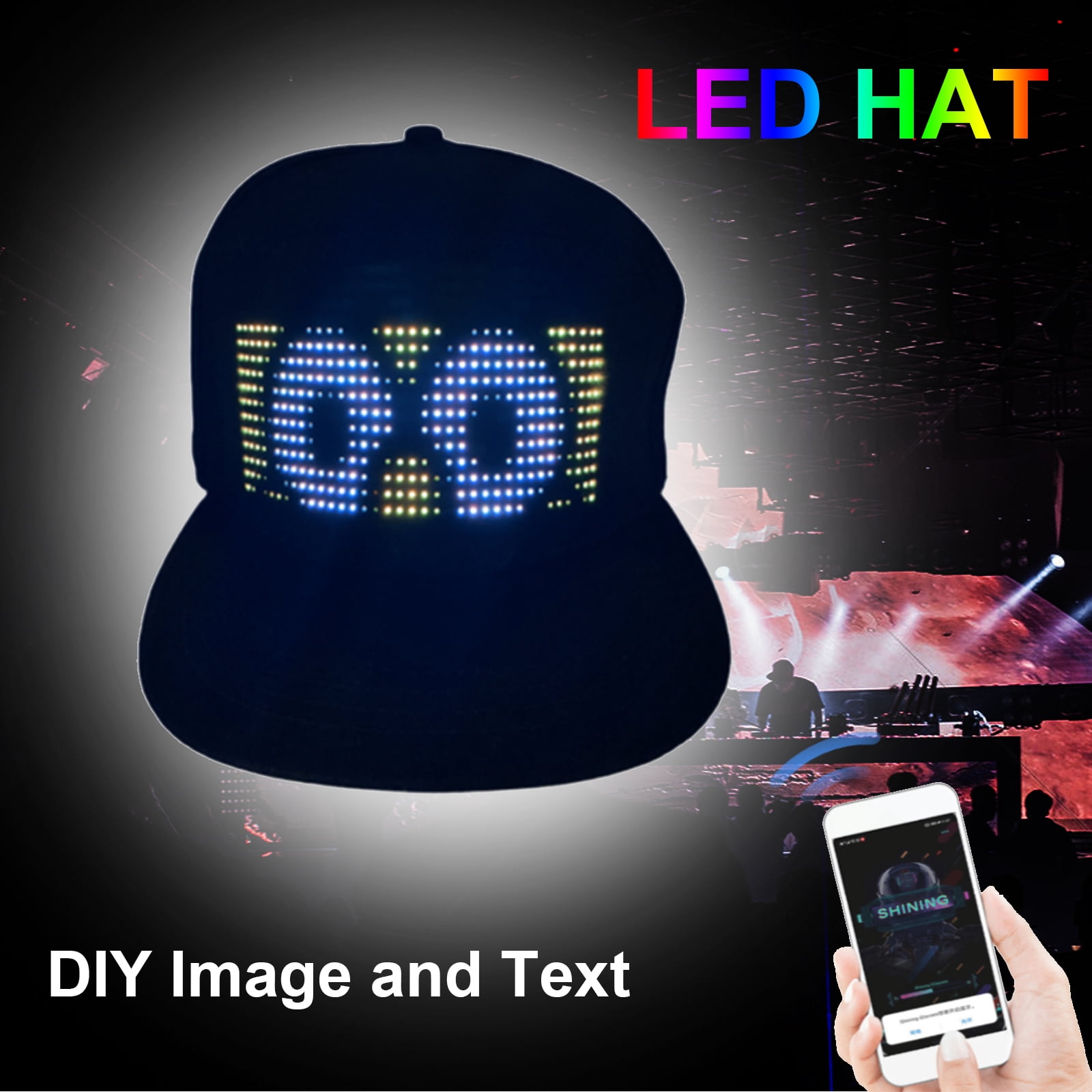 Spirastell Hat,Music Mode Baseball 22 Animations 20 Hat DIY 22 LED LED Party Rave Music 20 ...