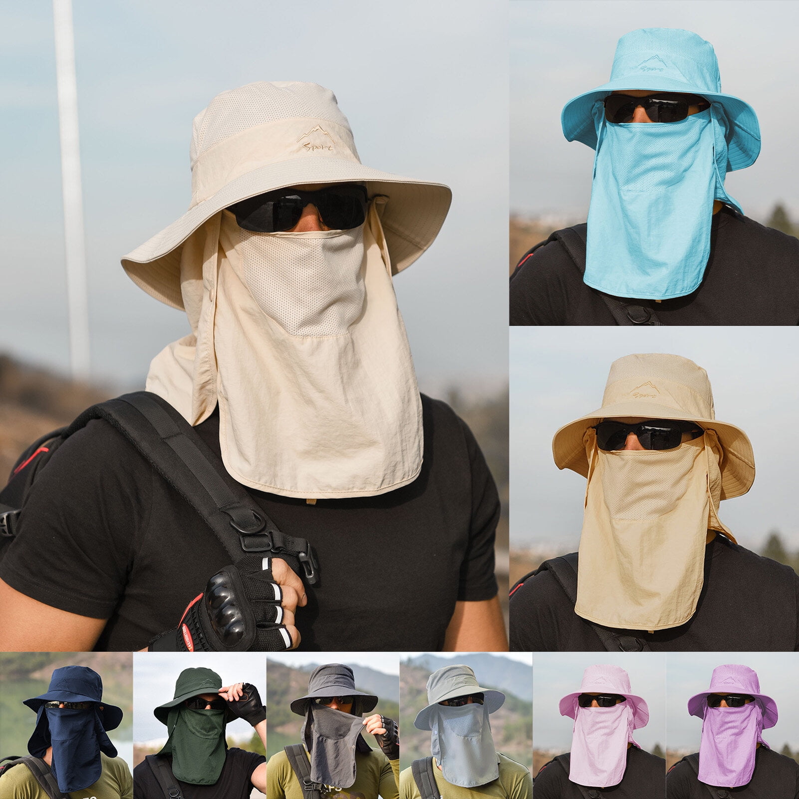 Spirastell Sun Hat,Sun Hat Neck Flap Hat UV Wide Flap Cover Cap Wide ...