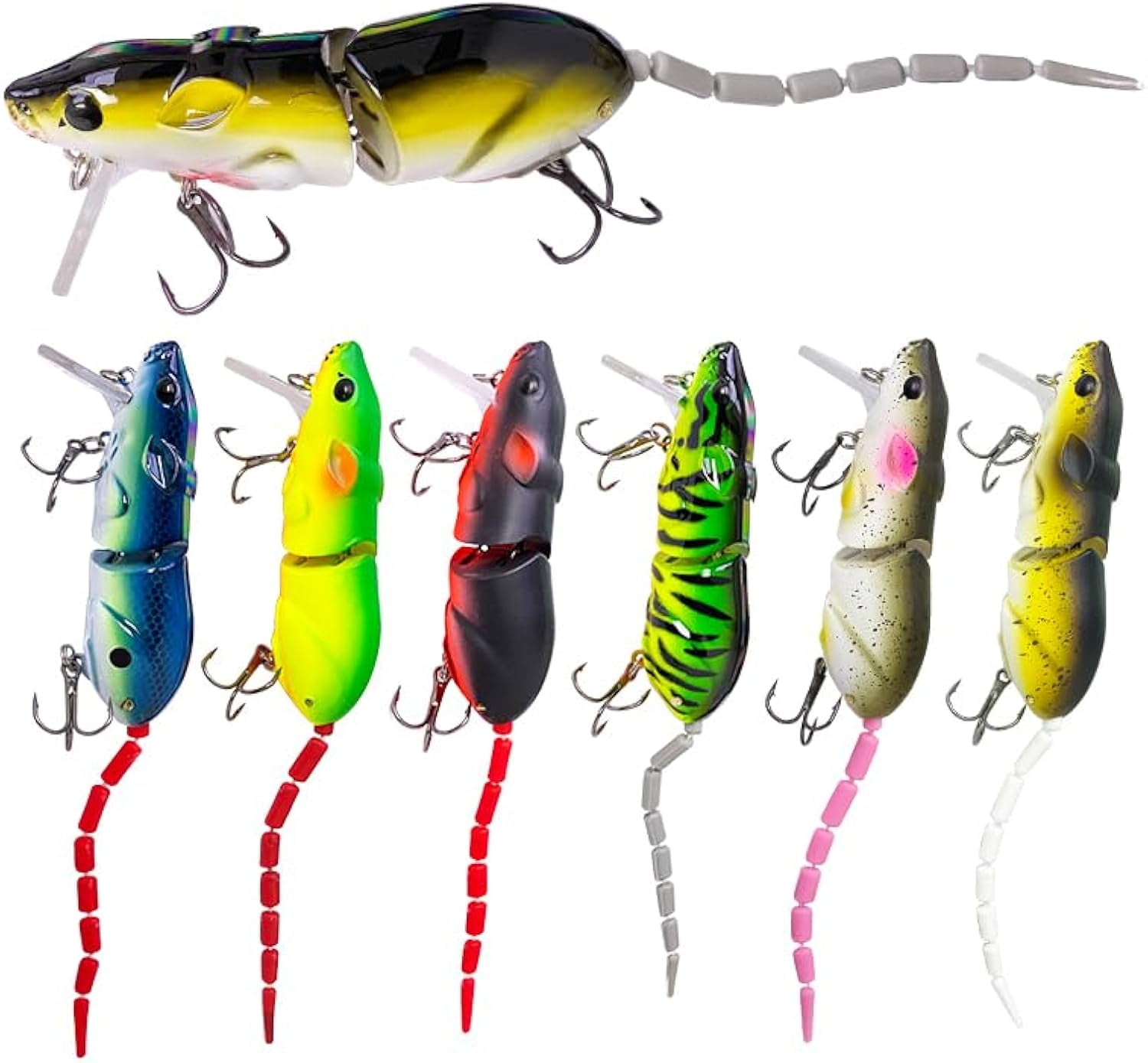 Spirebuzz Ratstrike 7 Piece Bionic Lure Set 3D Realistic Mouse Topwater ...