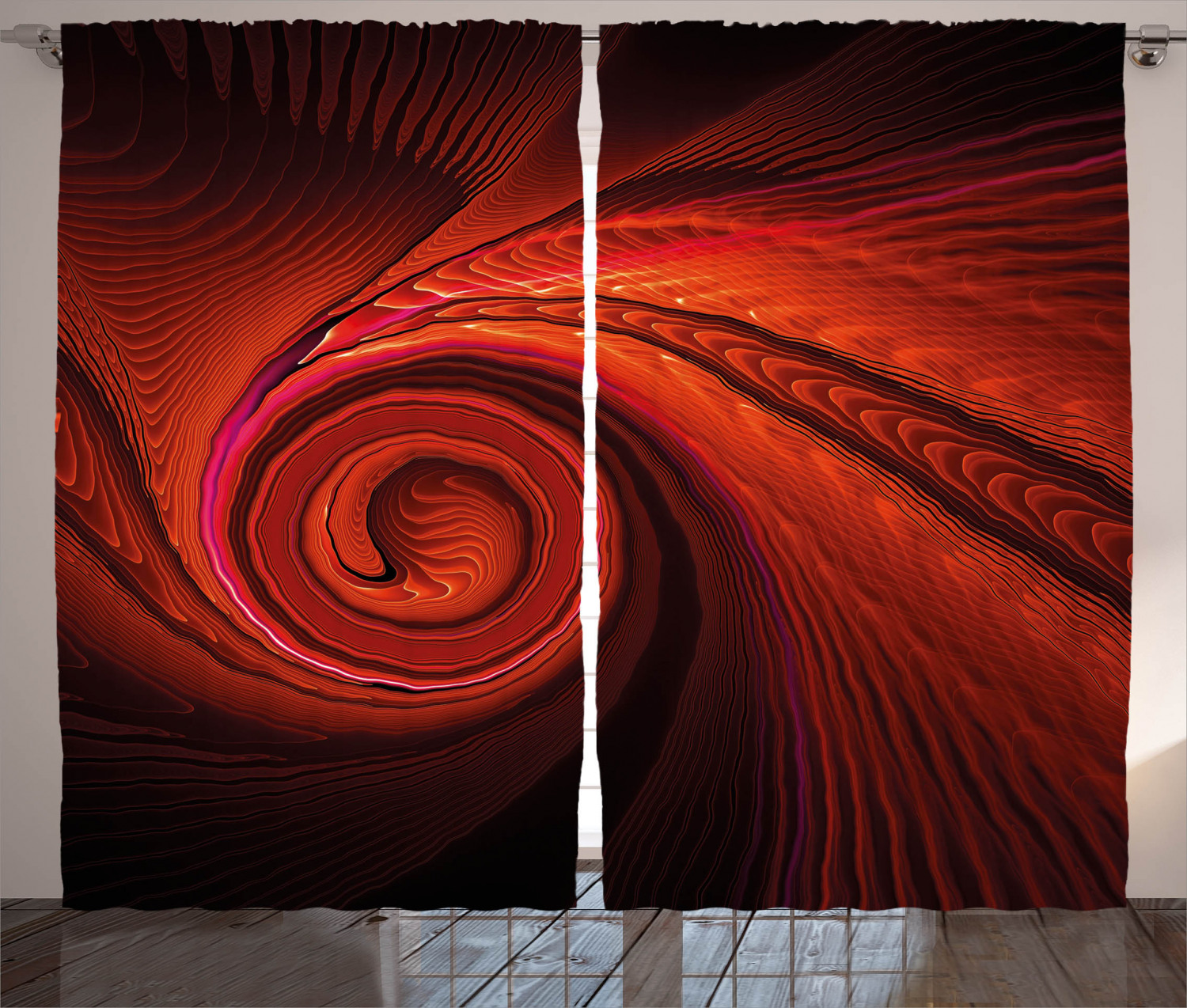 Ambesonne Spires Curtains 2 Panel Set, Surreal Waves Spiral Art, 108" x ...