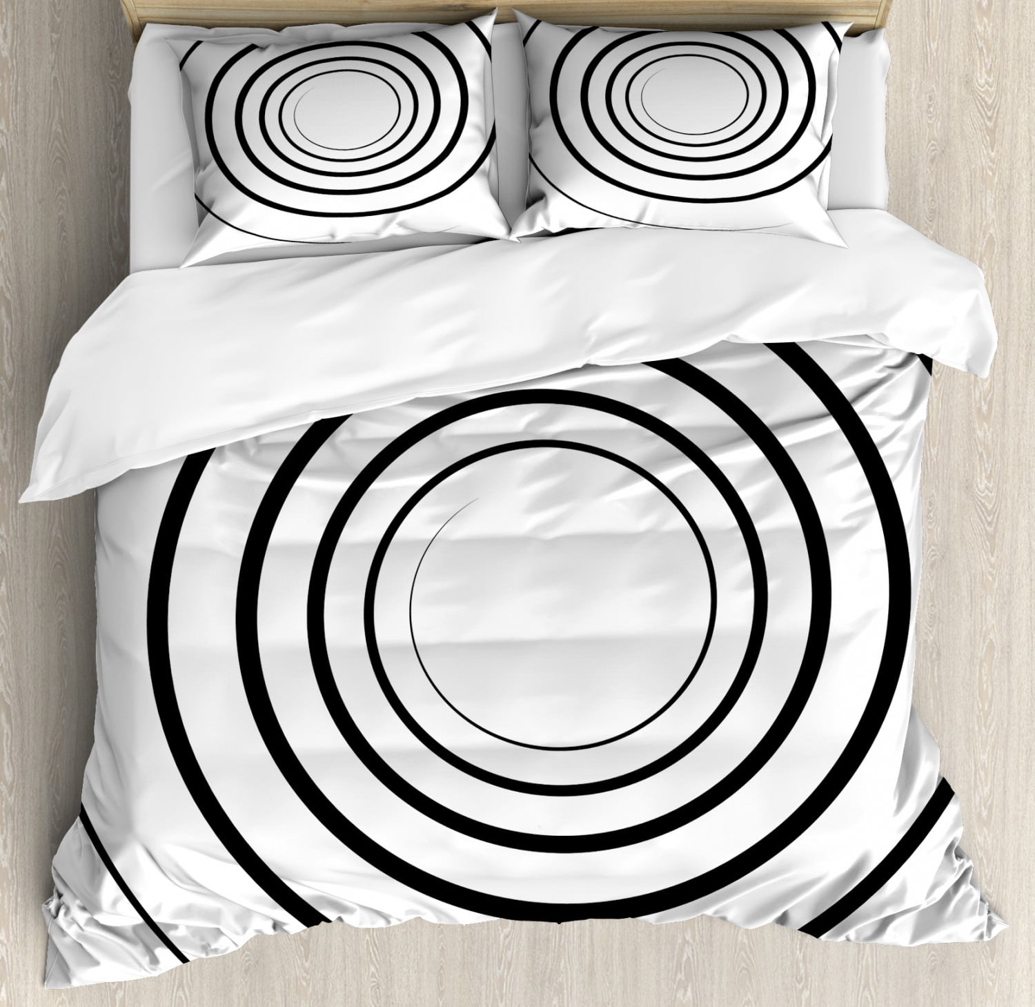 Spires Decor Queen Size Duvet Cover Set, Abstract Monochrome Spiral ...