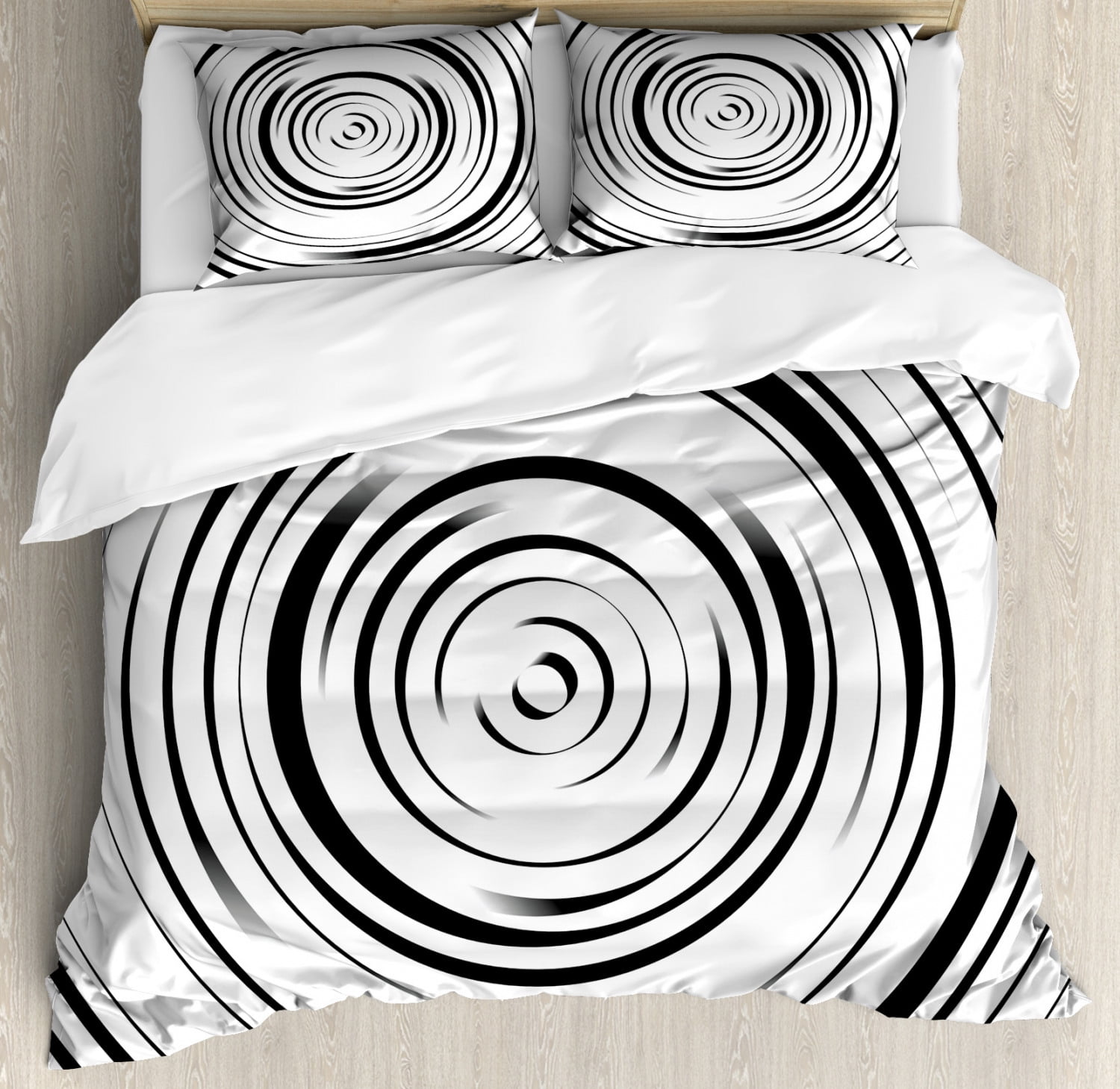 Spires Decor Queen Size Duvet Cover Set, Hypnotic Radial Concentric ...