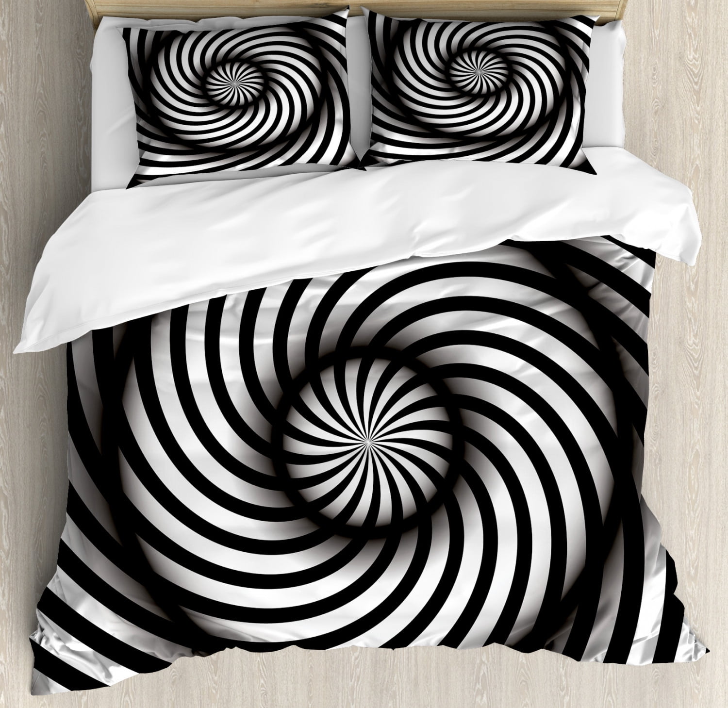 Spires Decor Queen Size Duvet Cover Set, Minimalist Hypnotic Vortex ...