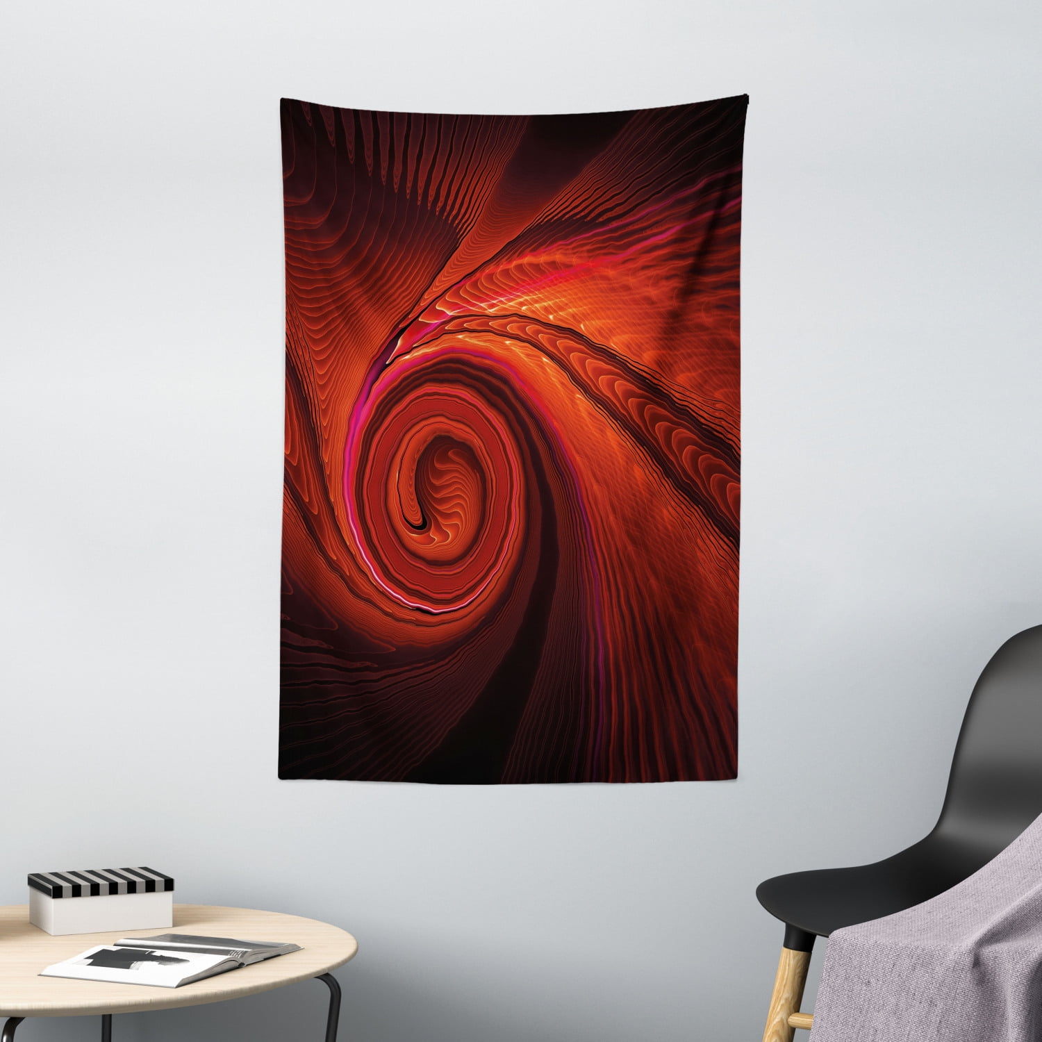 Spires Decor Tapestry, Spooky Spiral Form in Darkness with Digital ...