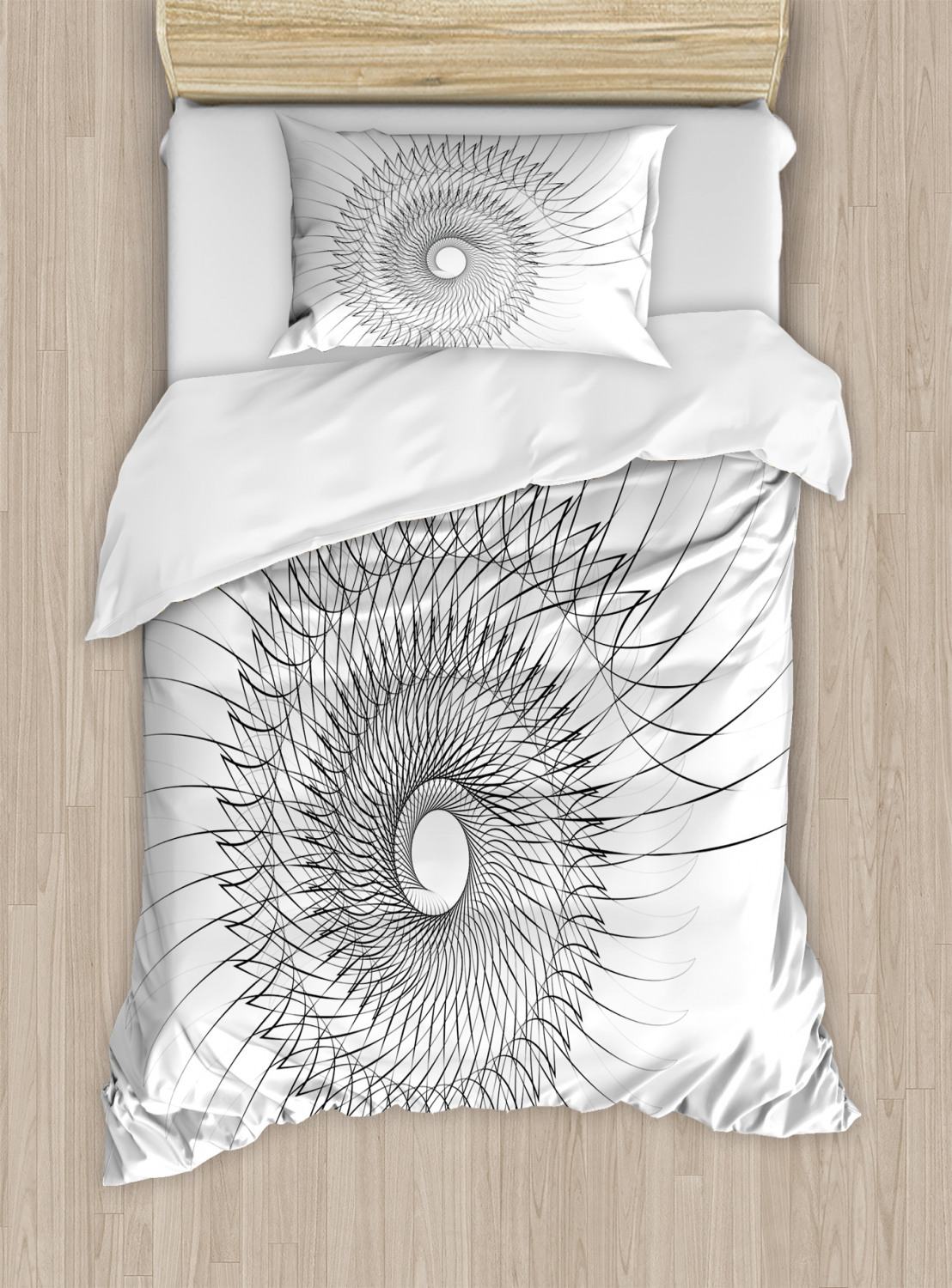 Spires Decor Twin Size Duvet Cover Set, Authentic Geometric Rotary ...