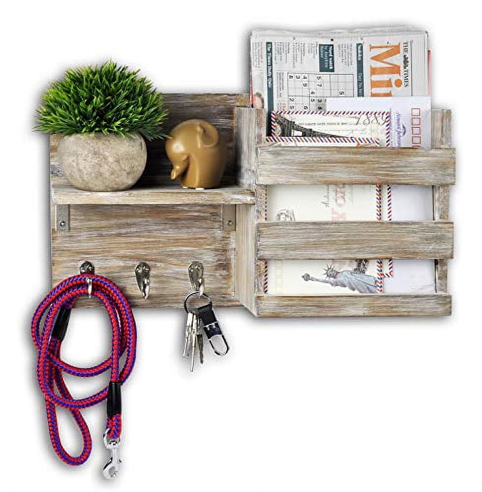 Spiretro Wall Mount Entryway Mail Envelope Organizer, Key Holder Hooks ...