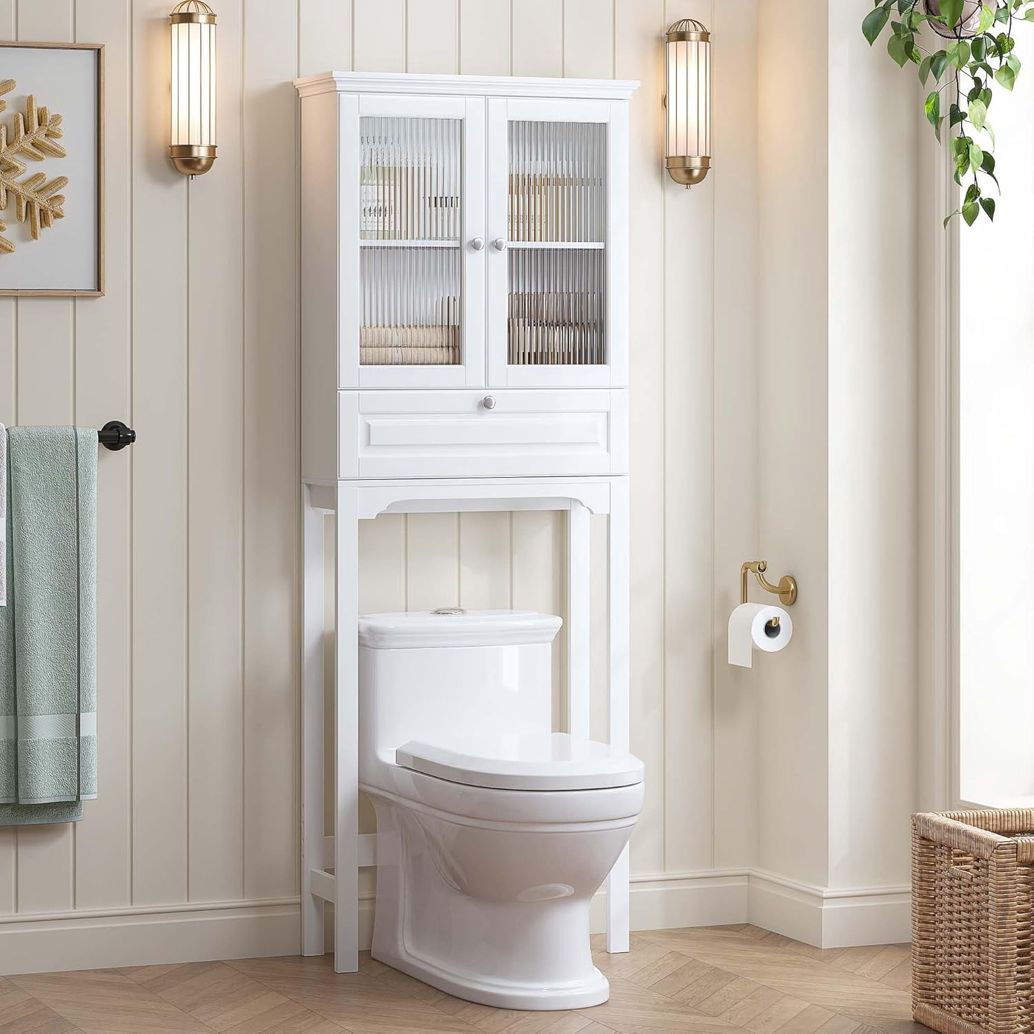 Spirich Over The Toilet Storage Cabinet with Muro Glass Doors, Over ...