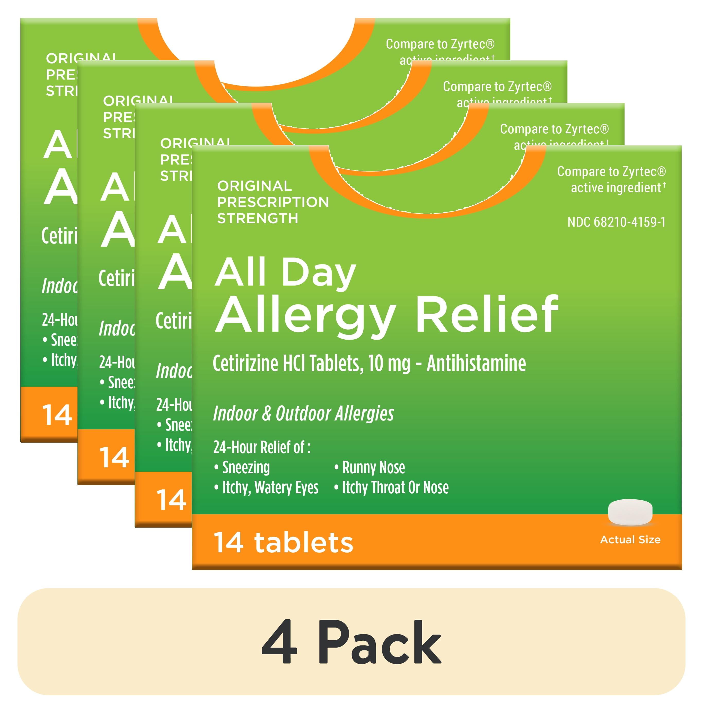 (4 pack) Spirit 360 All Day Allergy Relief, Indoor/Outdoor, 10mg ...