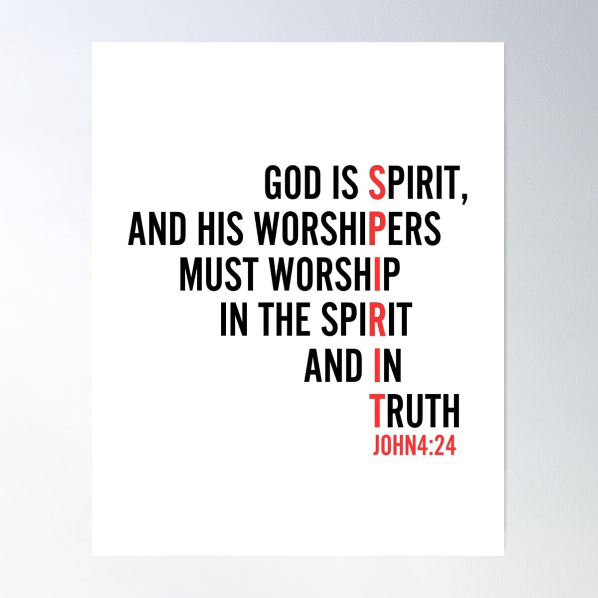 Spirit Bible Verse John4:24 Poster Wall Art, Modern Wall Decor For ...