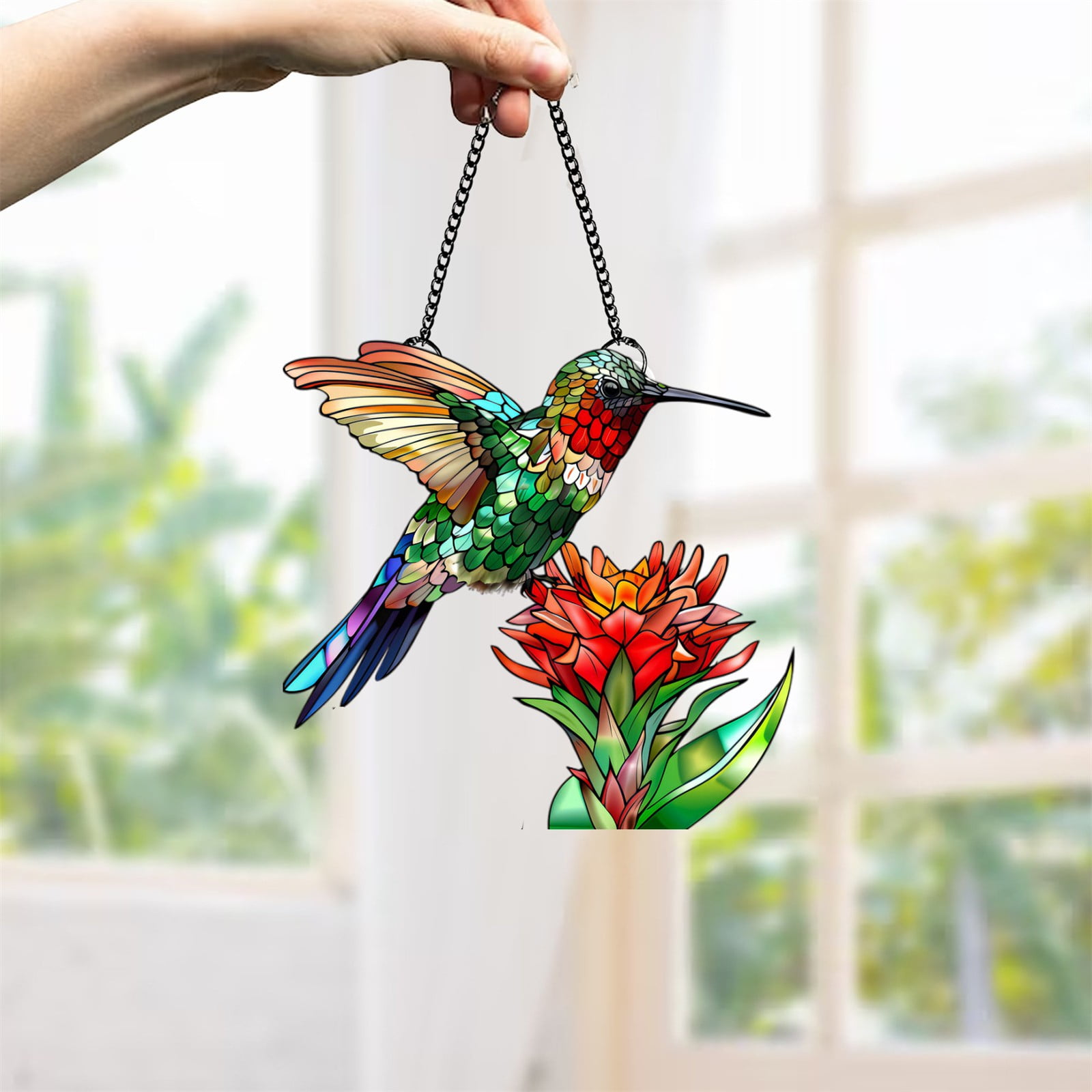 Spirit Birds Acrylic Suncatcher - Cute Owl & Hummingbird Winged Window ...