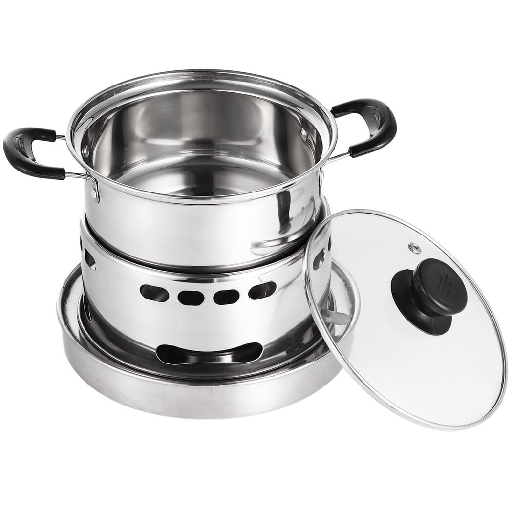 Spirit Cooker with Pot, Portable Alcohol Stove, Stainless Steel Cooker ...