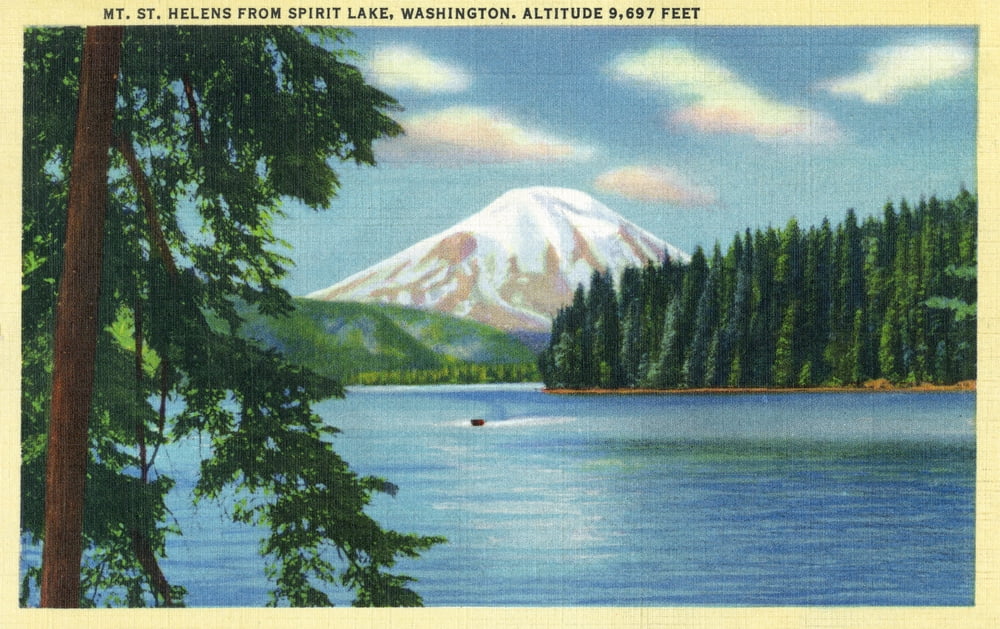 Spirit Lake, Washington, View of Mount St. Helens from the Lake (24x36 ...