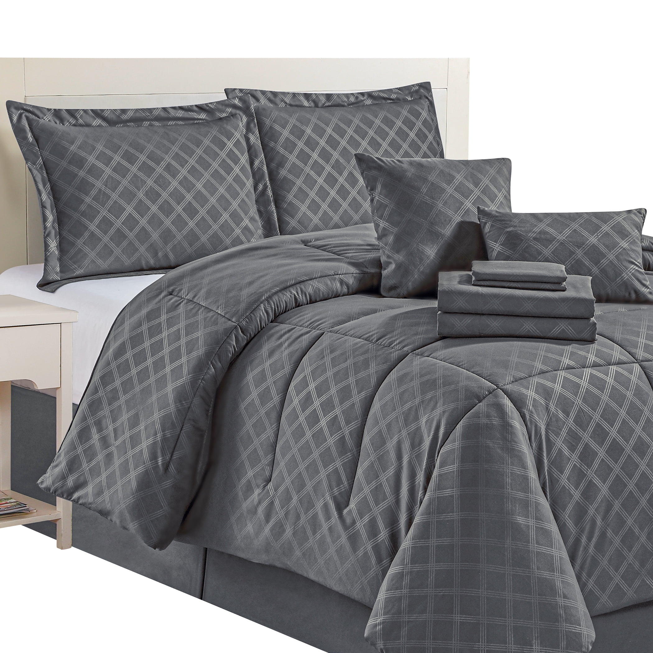 Spirit Linen Home Bedroom Comforter Set, Classic Diamond 10-Piece ...