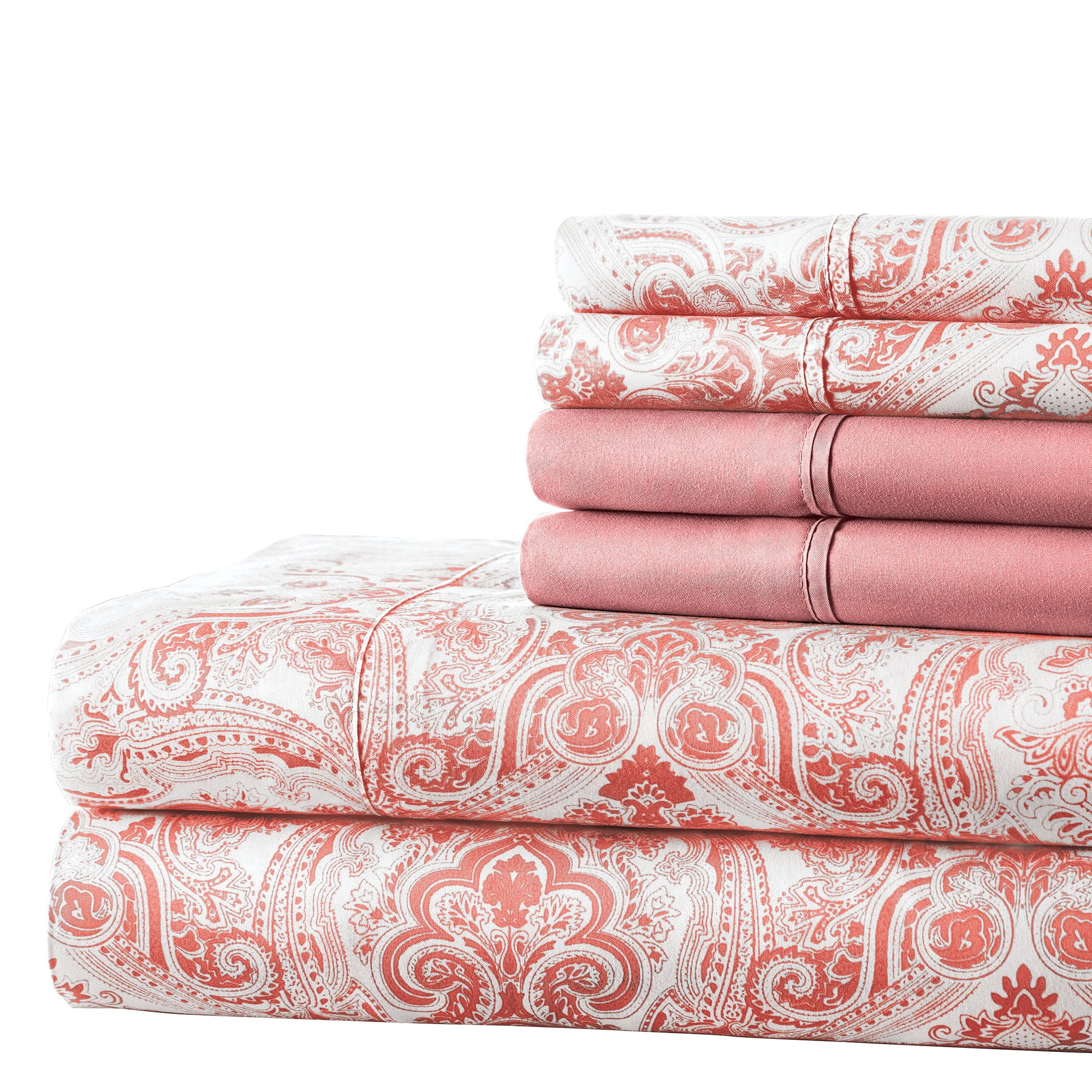 Spirit Linen Home - King Microfiber Paisley Soft Pink Sheet Set ...