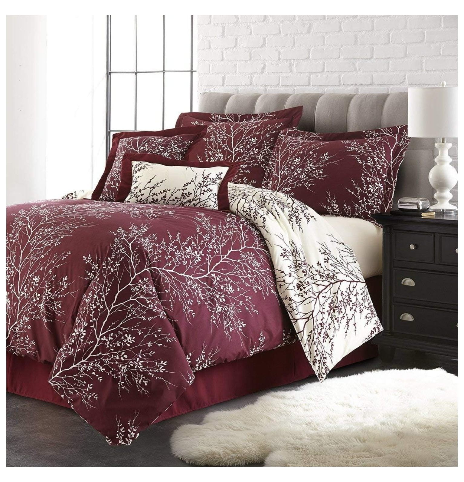 Spirit Linen - Queen Bed in a Bag, 6-Piece Oversized Reversible Bedding ...