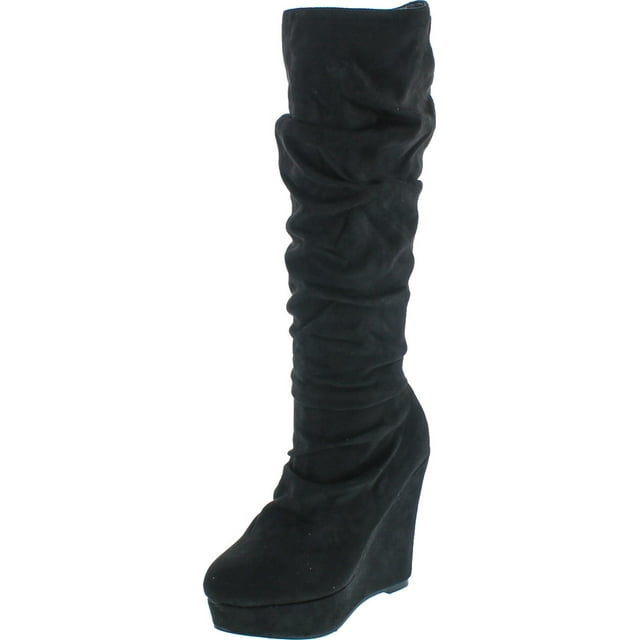 Spirit Moda Emma-1 Women's Slouchy Platform Wedge Heel Knee High Boots ...