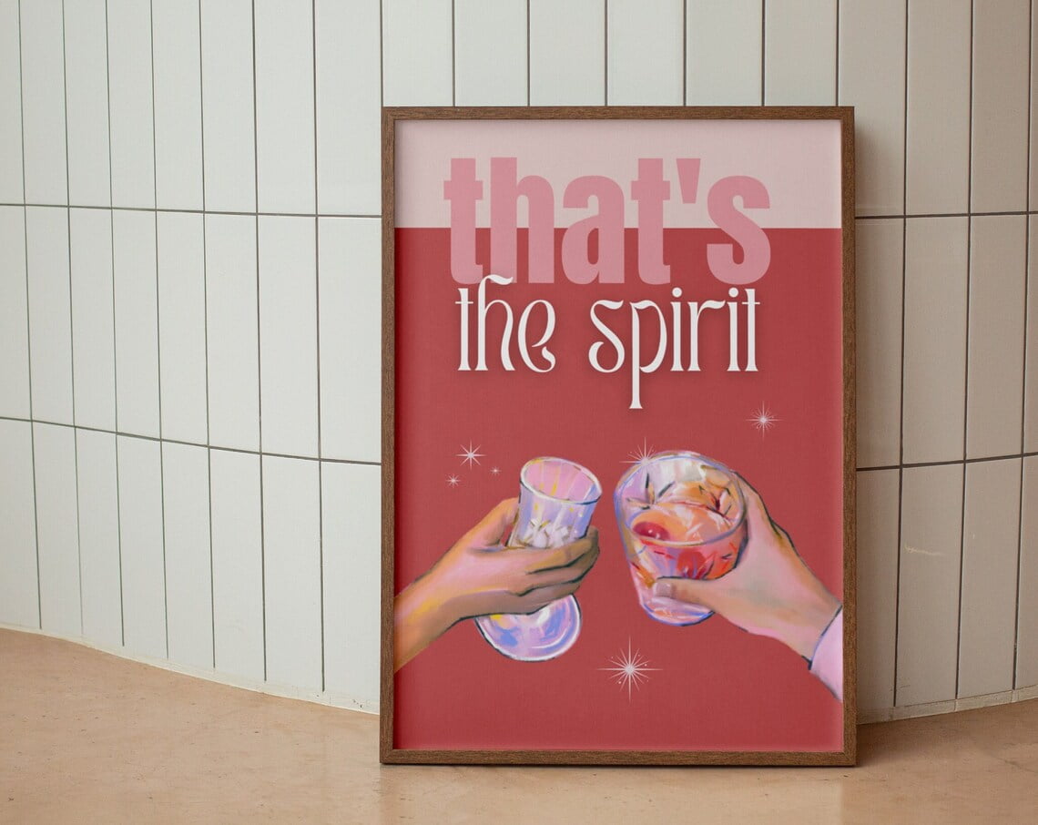 That'S The Spirit Print • Retro Cocktail Drinks Poster • Trendy Preppy ...