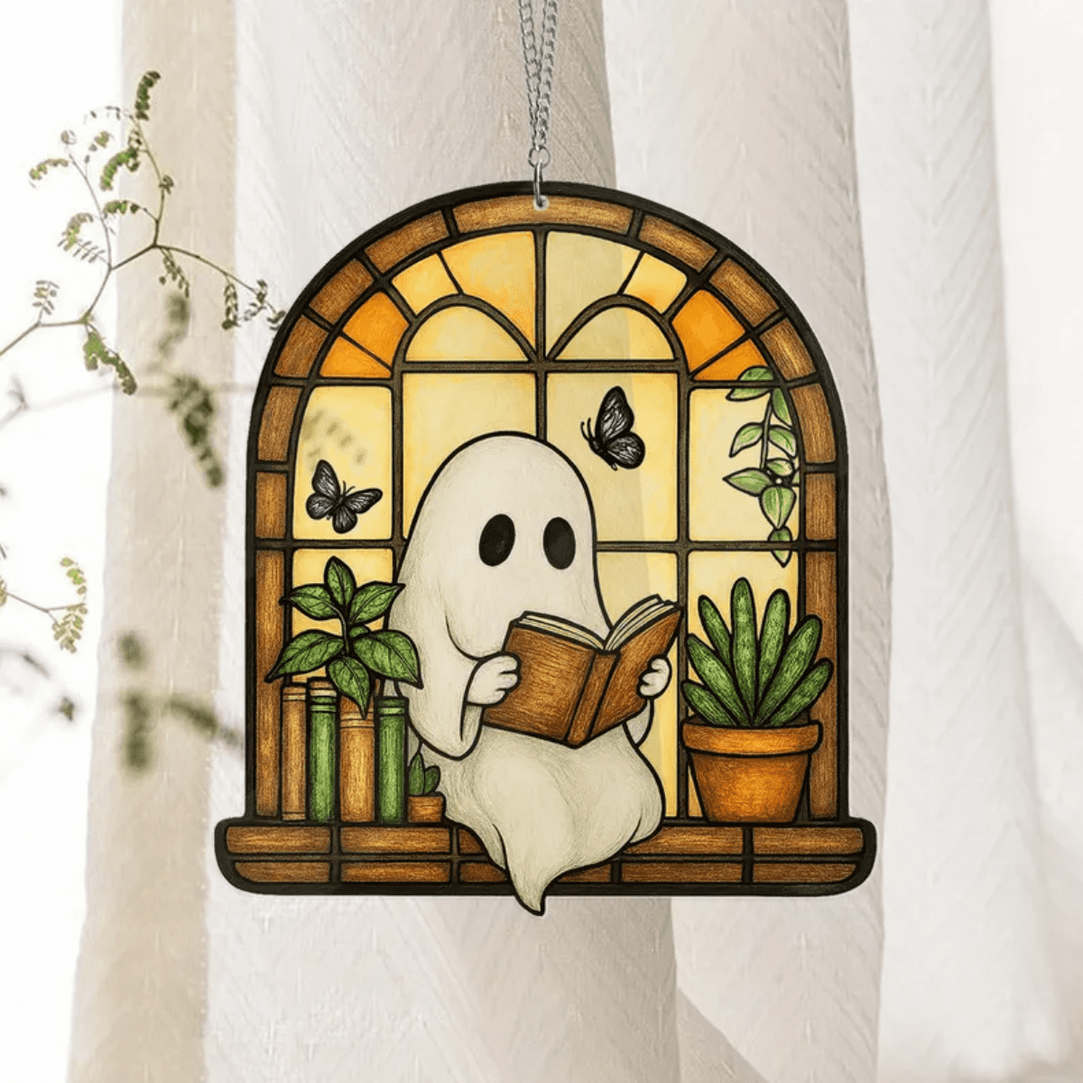 Spirit Reading Book Suncatcher Acrylic Ornament, Plants Window Hanging ...