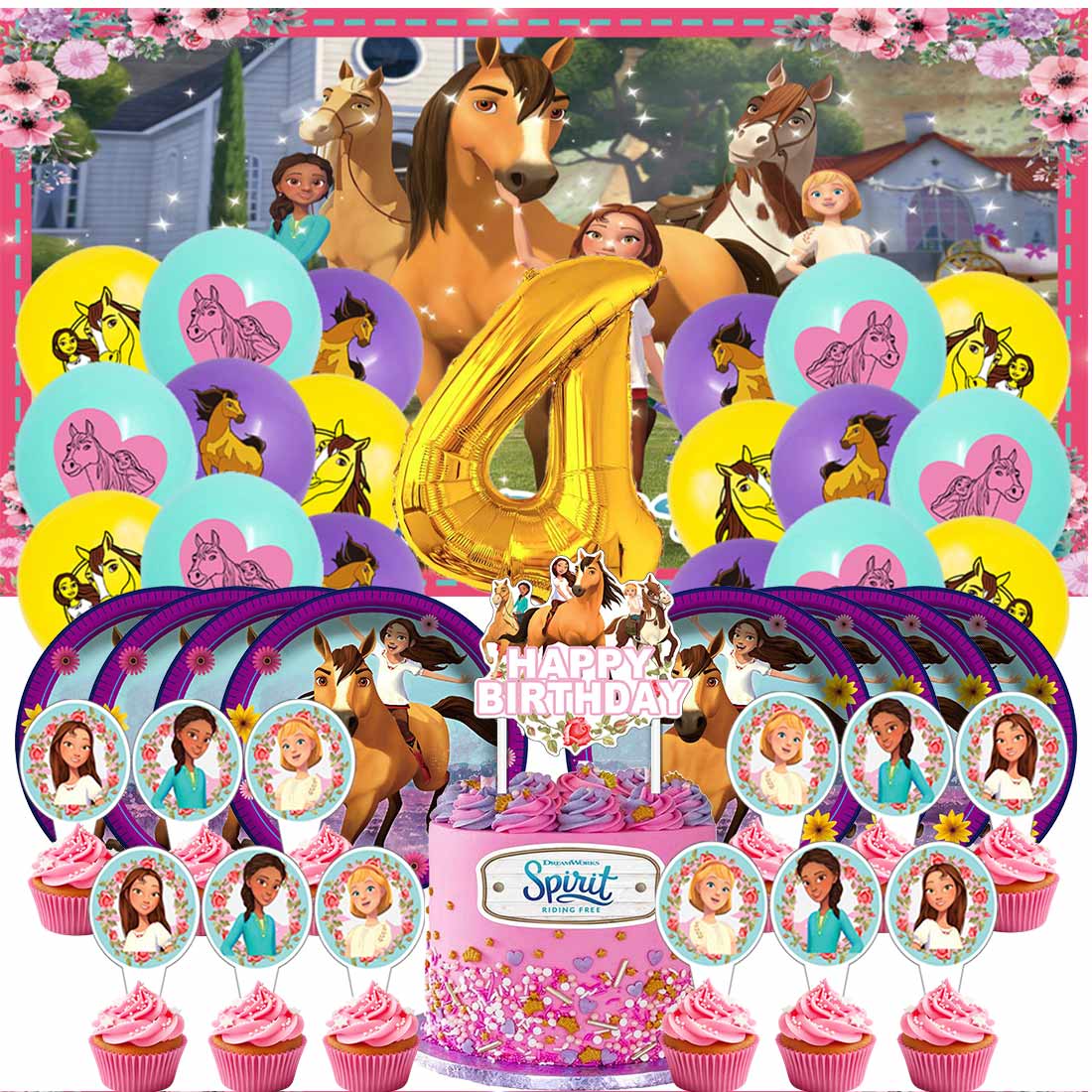 Spirit Riding Free Balloons Party Supplies 4th Decor Tableware Birthday ...