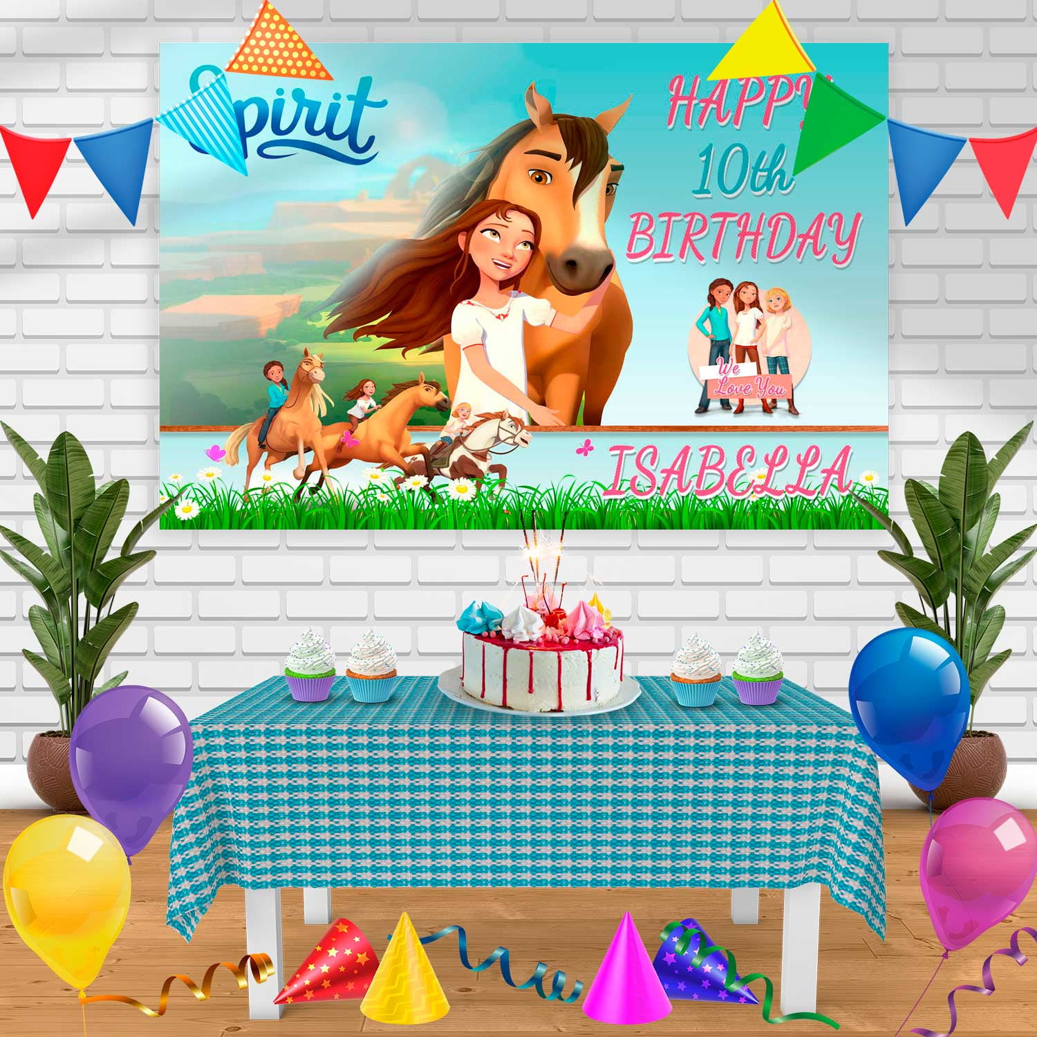 Spirit Riding Free Birthday Banner Personalized Party Backdrop ...