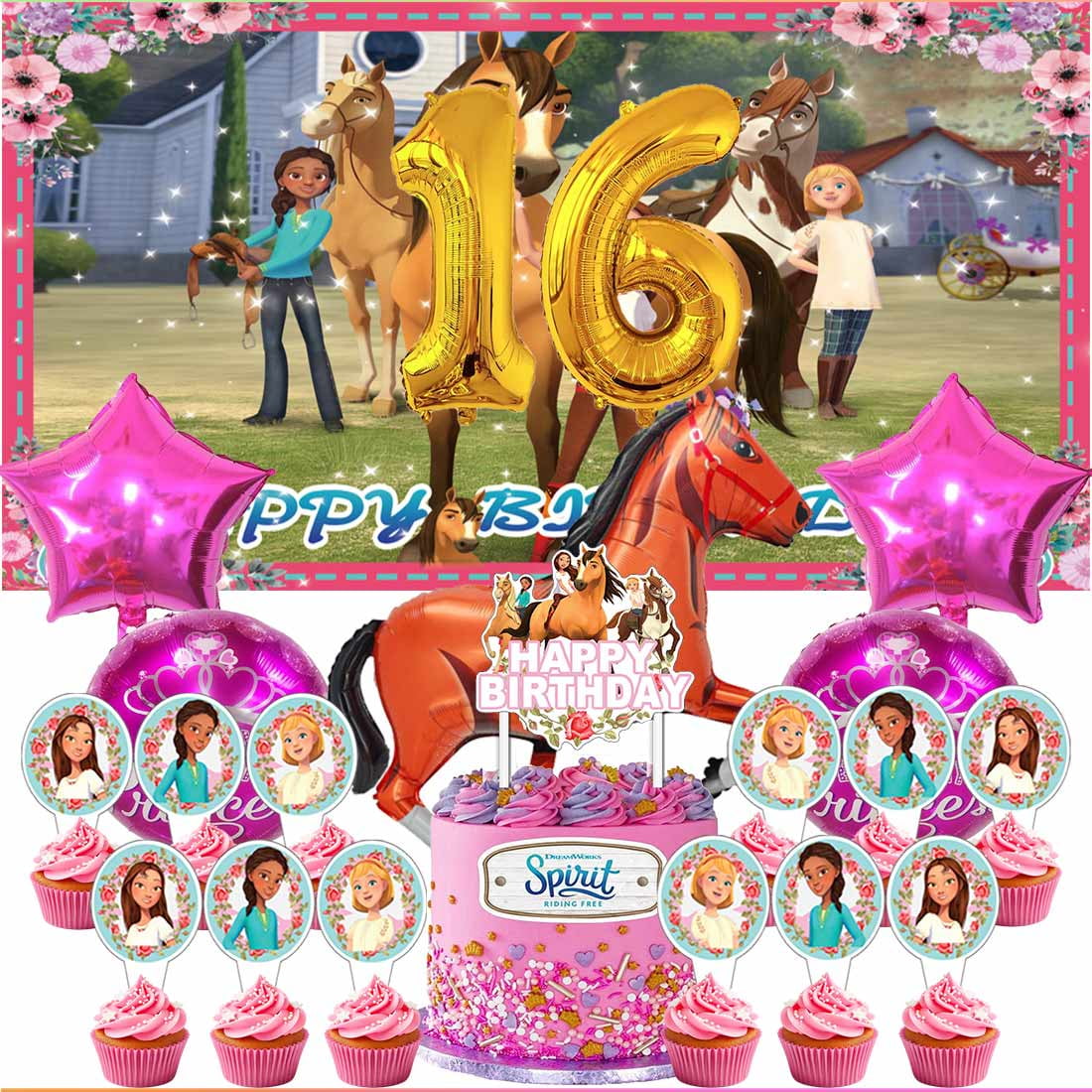 Spirit Riding Party Supplies Decor 16th Kit Balloons Birthday Cake ...