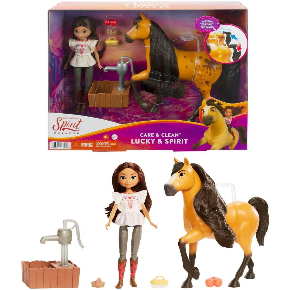 DreamWorks Spirit Untamed Lucky & Spirit Care & Clean Playset with Doll ...