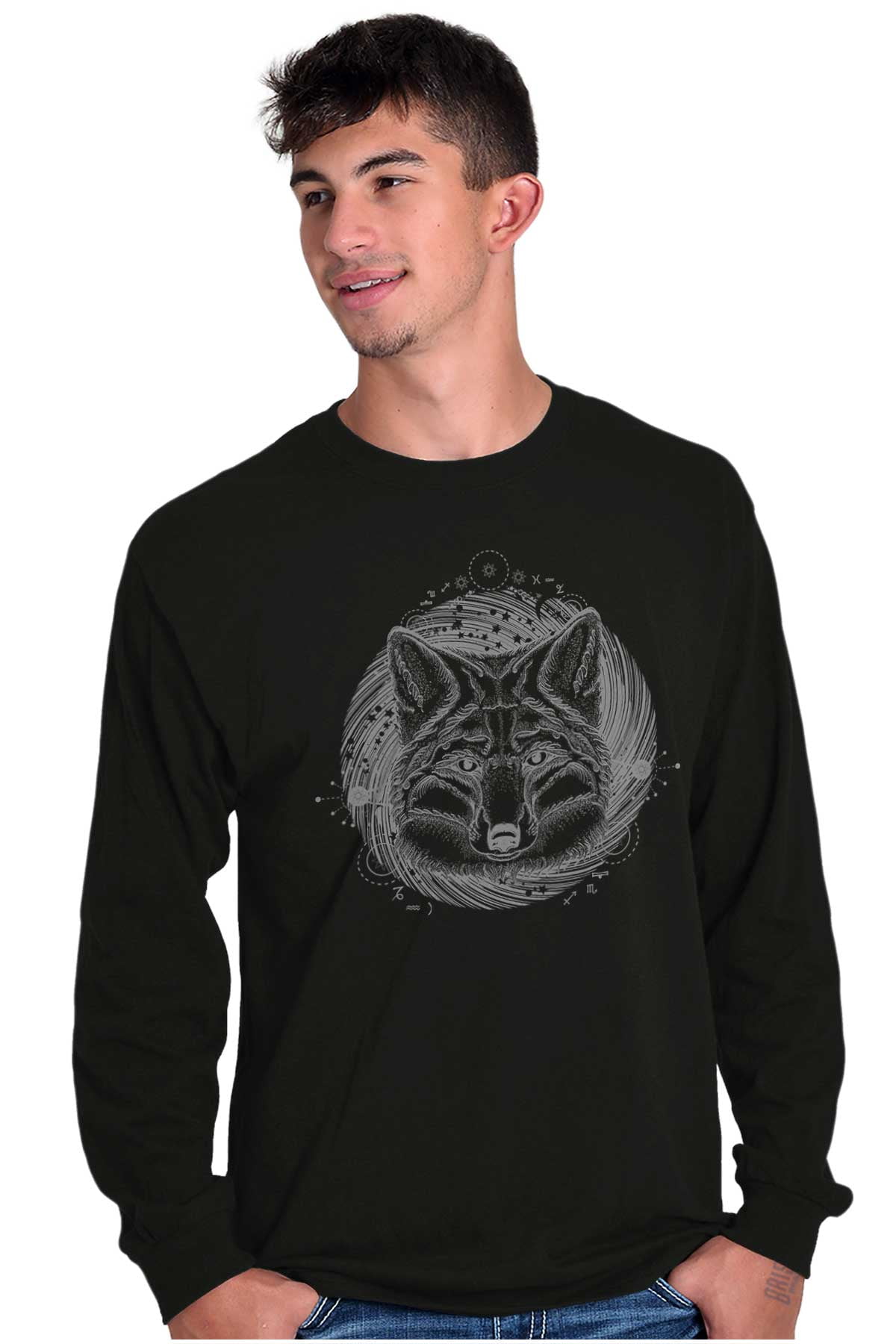 Spirit Wolf Pack Swirl Symbol Animal Plus Size Long Sleeve Graphic Tee ...