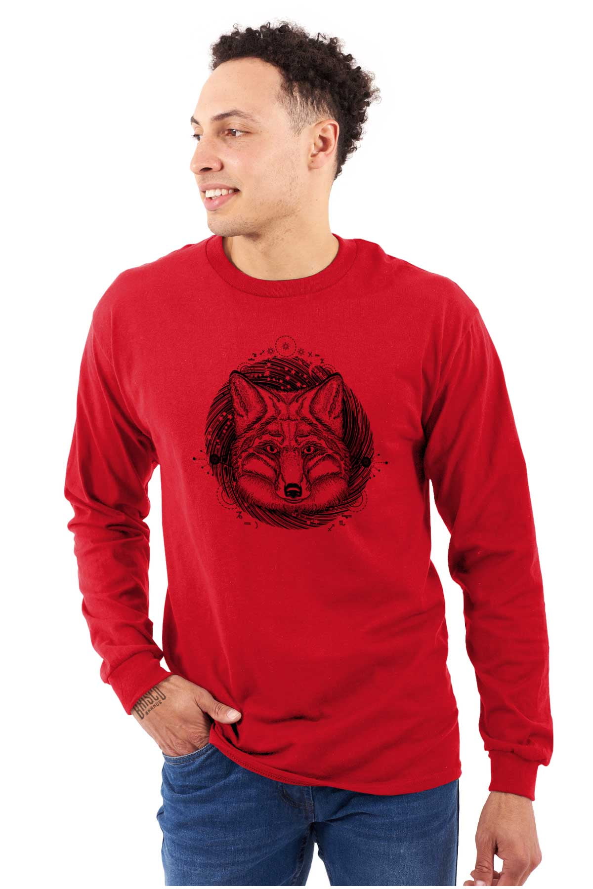 Spirit Wolf Pack Swirl Symbol Animal Plus Size Long Sleeve Graphic Tee ...
