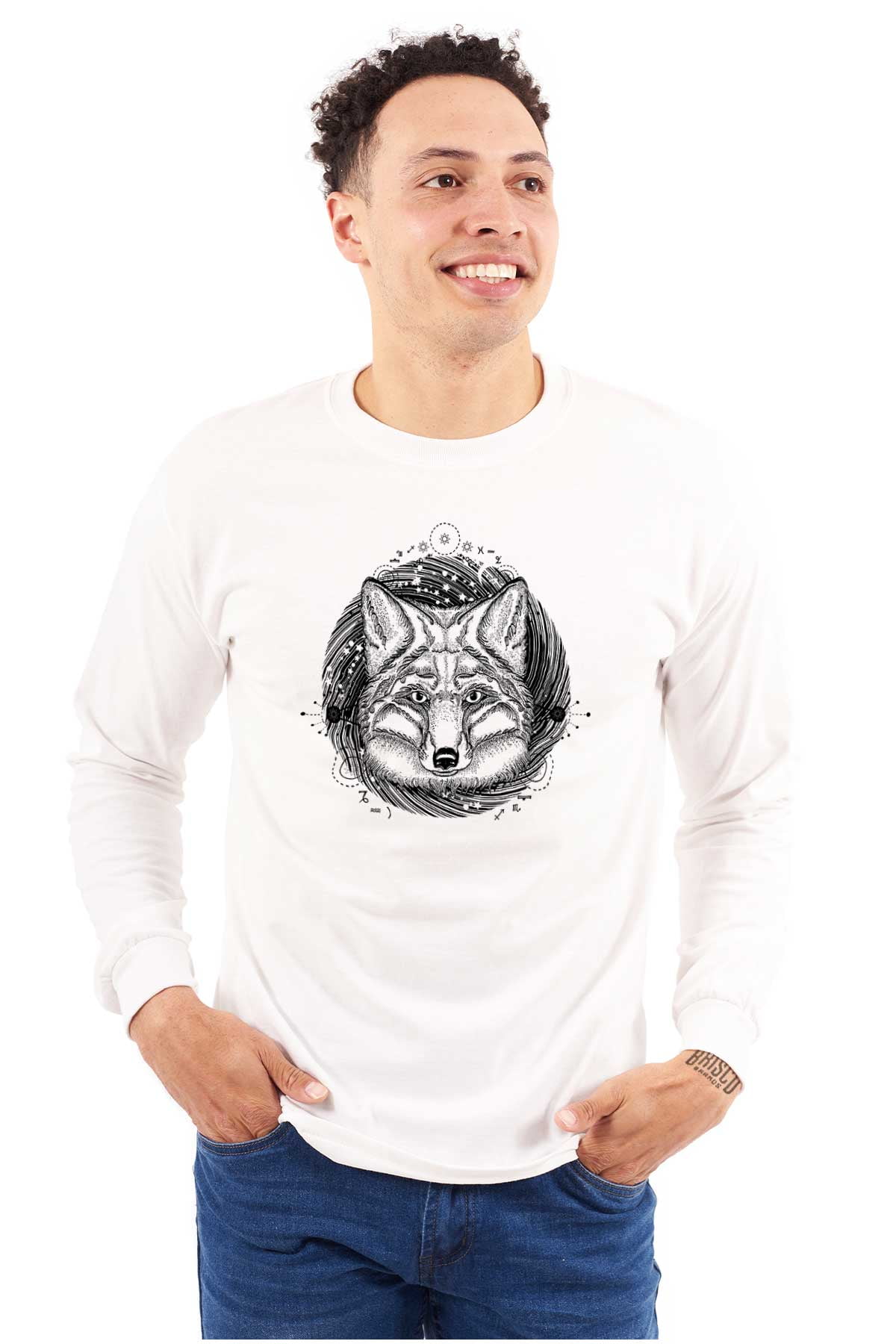 Spirit Wolf Pack Swirl Symbol Animal Plus Size Long Sleeve Graphic Tee ...