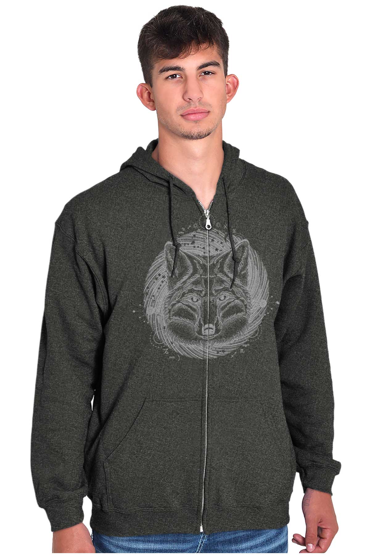 Spirit Wolf Pack Swirl Symbol Animal Zip Up Hoodie Men's Women's Brisco ...