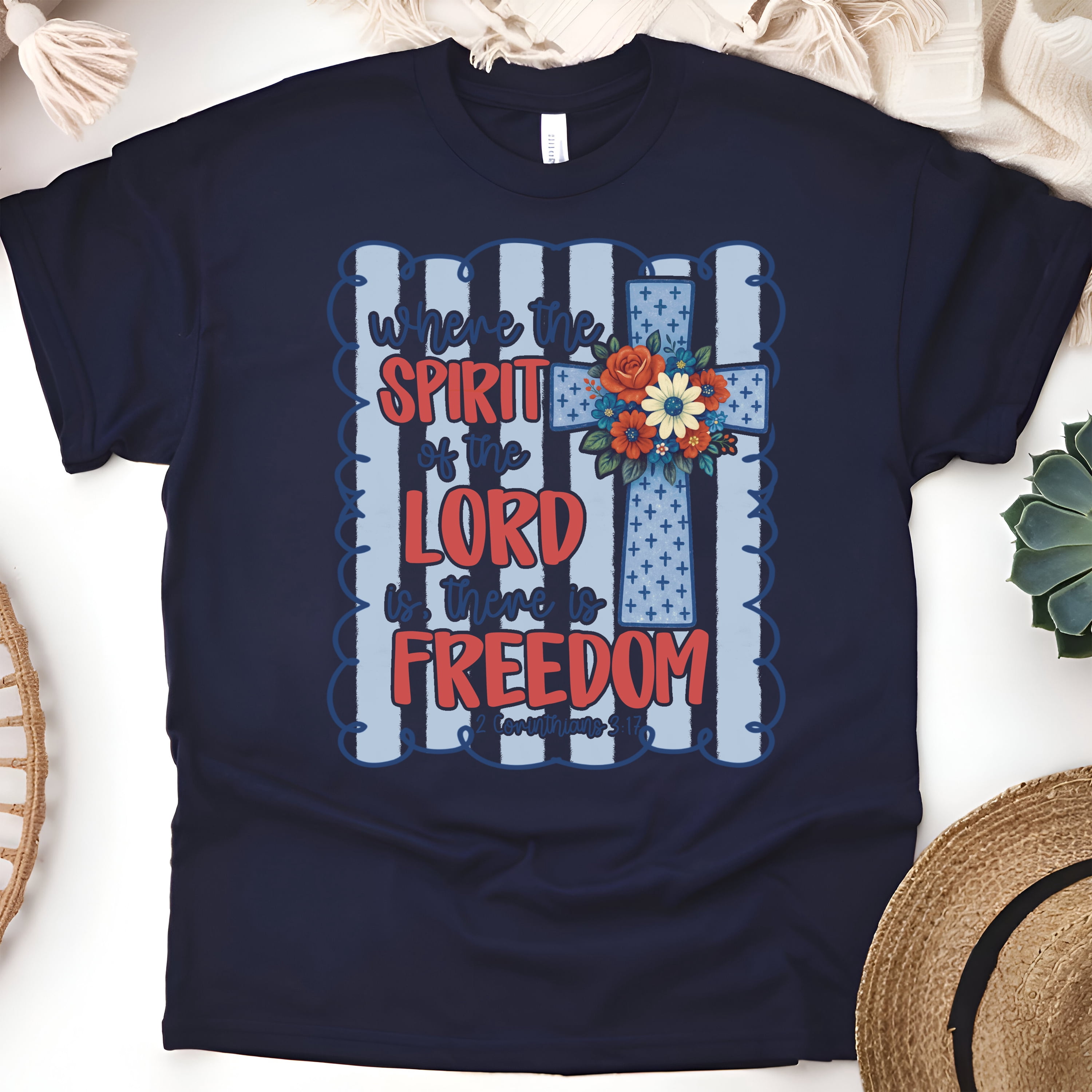 Spirit of the Lord Is Freedom Bible Verse T-Shirt | Christian Patriotic ...