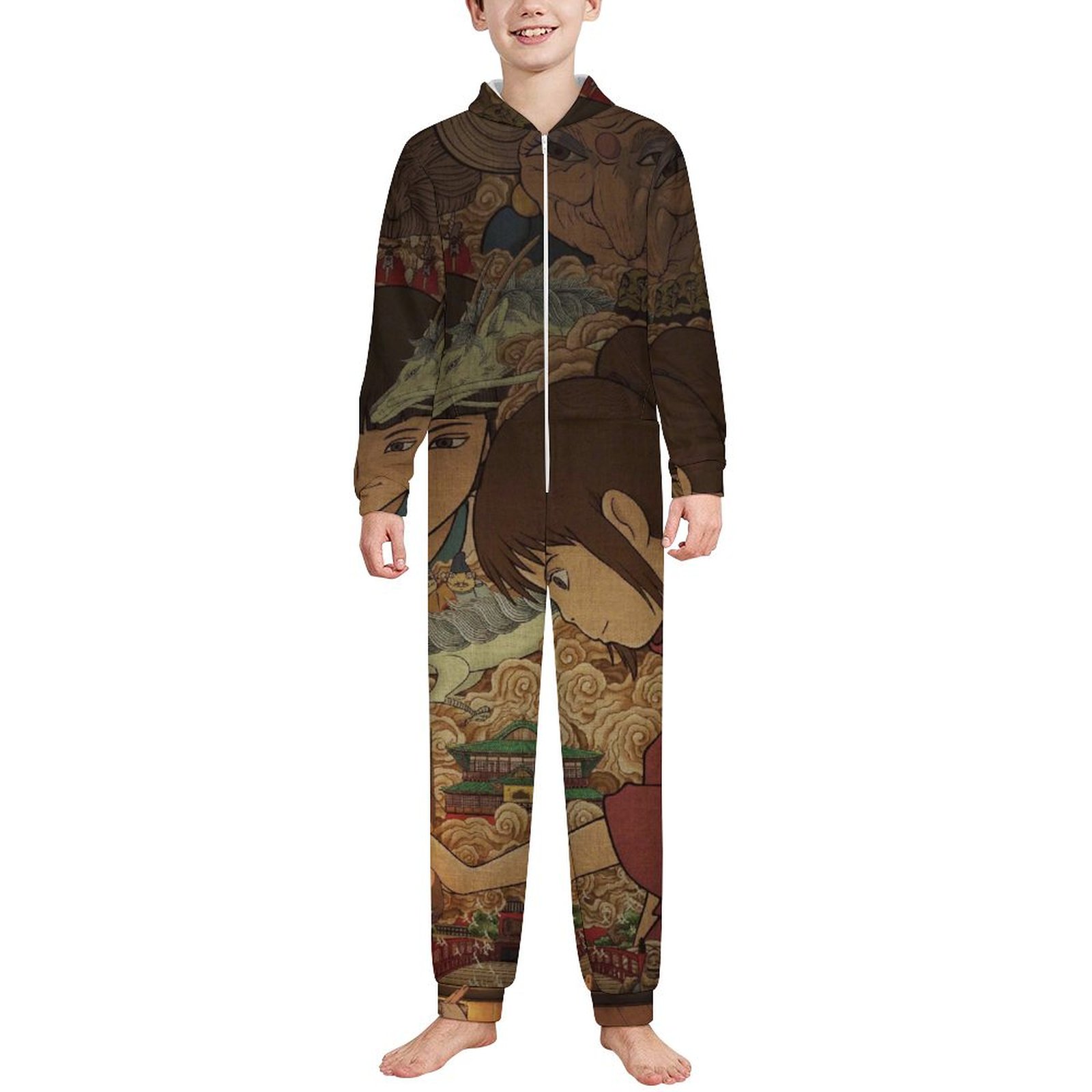 Spirited Away Kids Hooded Union Suit One Piece Pajama Outfit Boys Girls ...