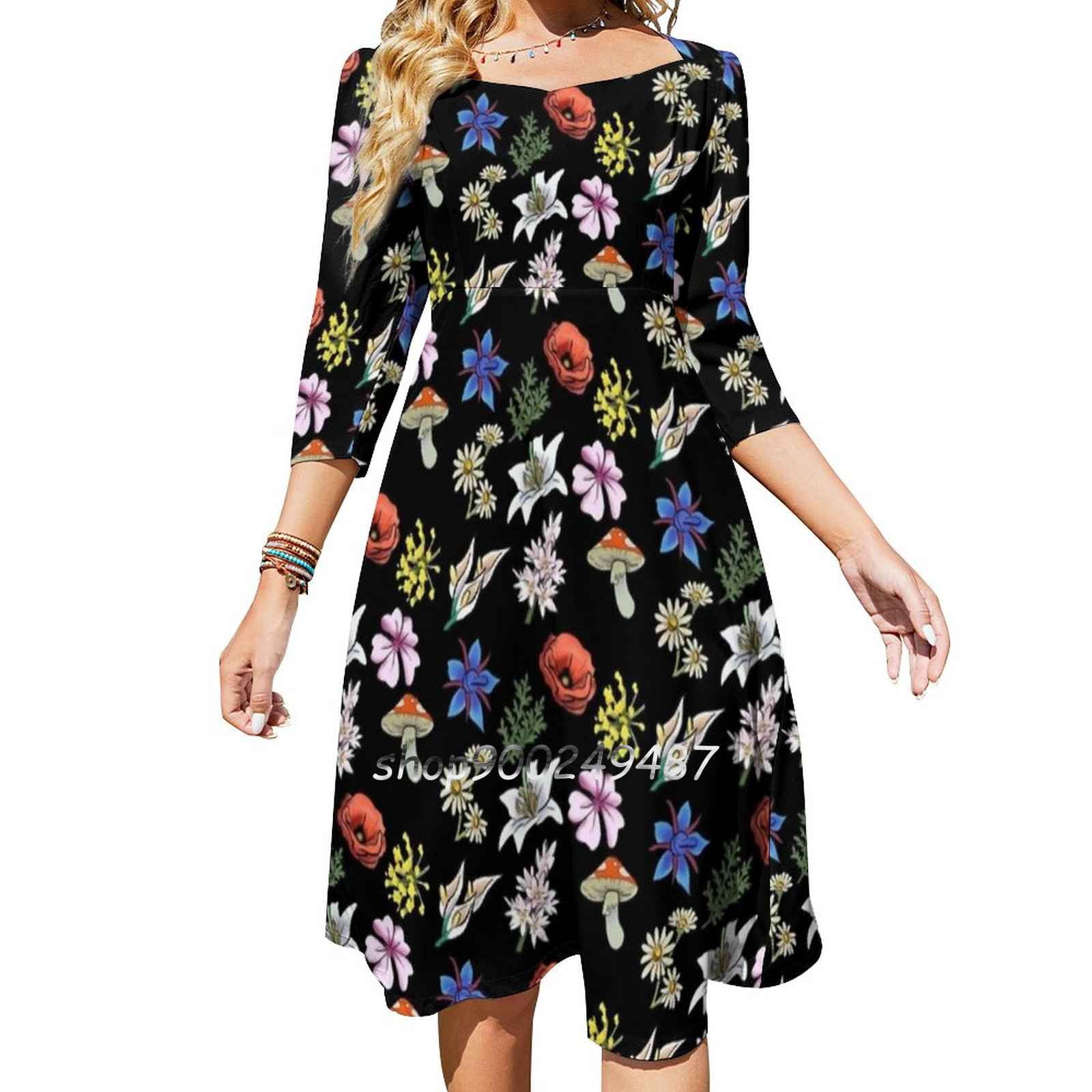 Spiritfarer Spirit Flower Pack Square Neck Dress Cute Loose Print ...