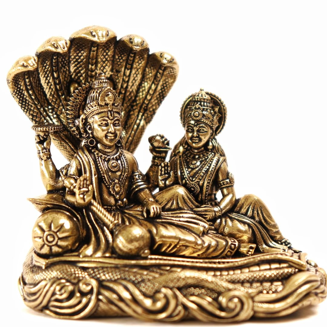 The Spiritual Living Pure Brass Vishnu Laxmi Idol 3 Inch Vishnu Laxmi ...