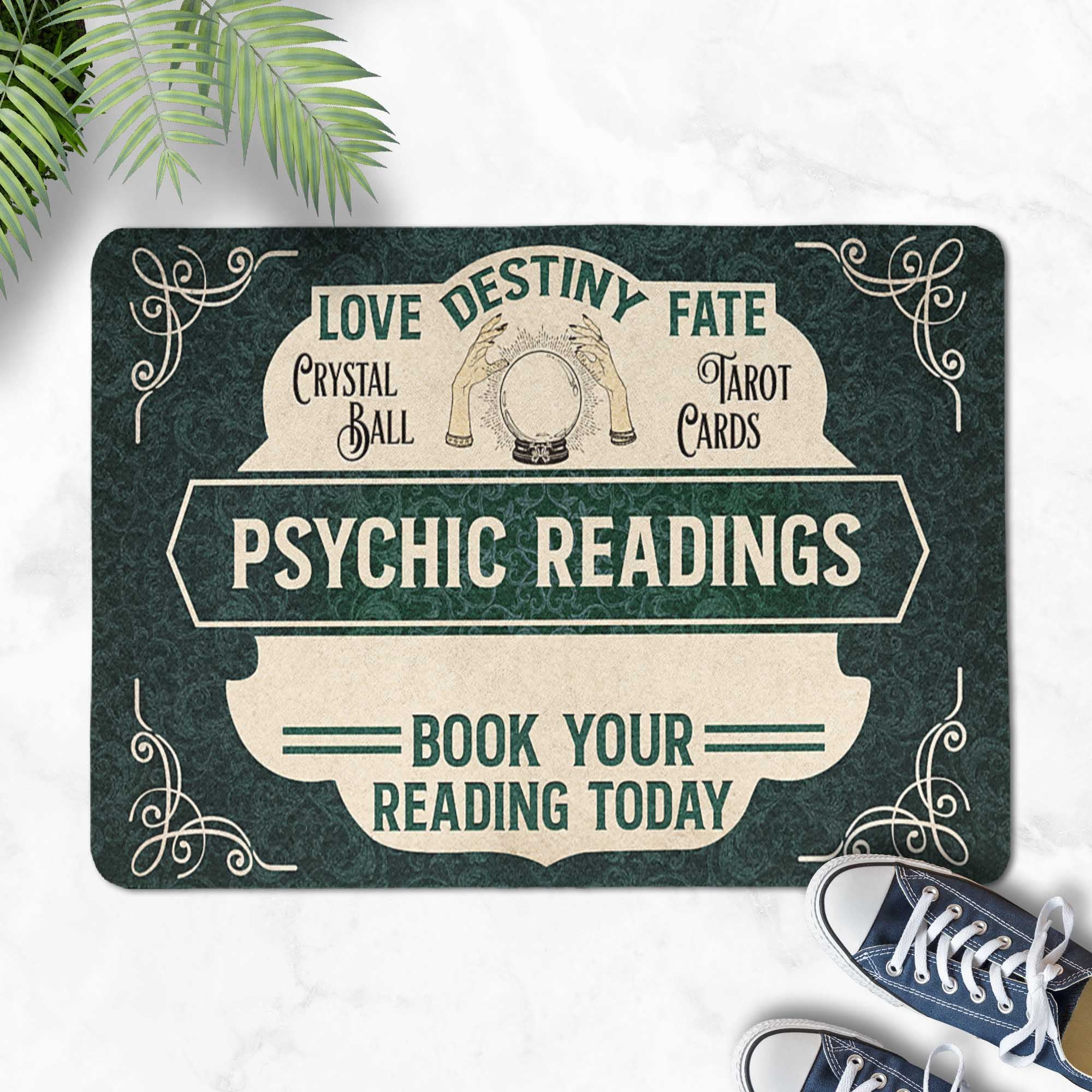 Spiritual Reading Door Mat, Green Occult Inspired Entry Rug for Tarot ...