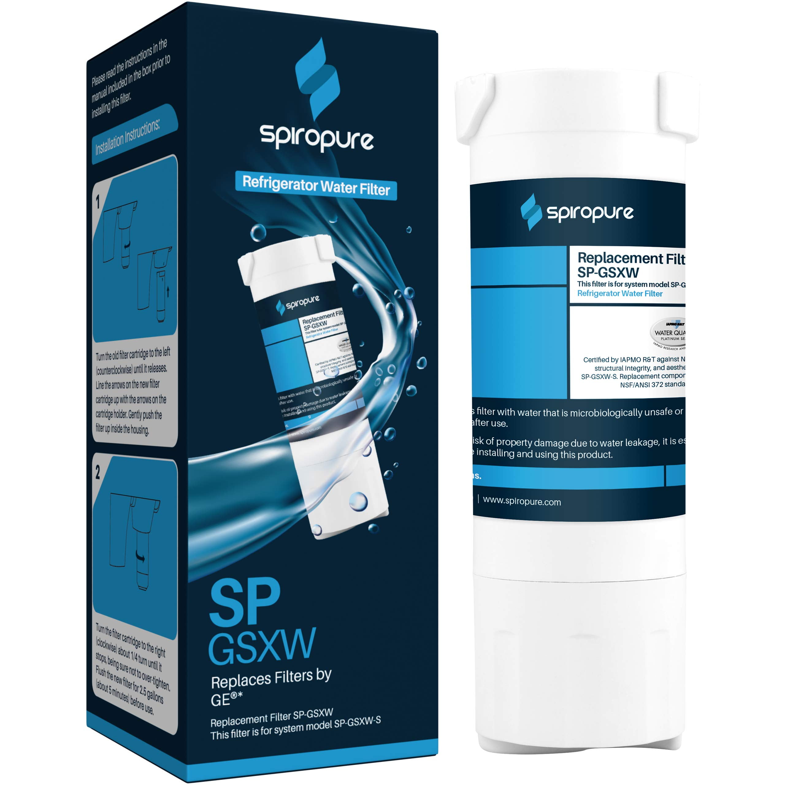 SpiroPure Refrigerator Water Filter Replacement for GE XWF, PF15, CF9 ...