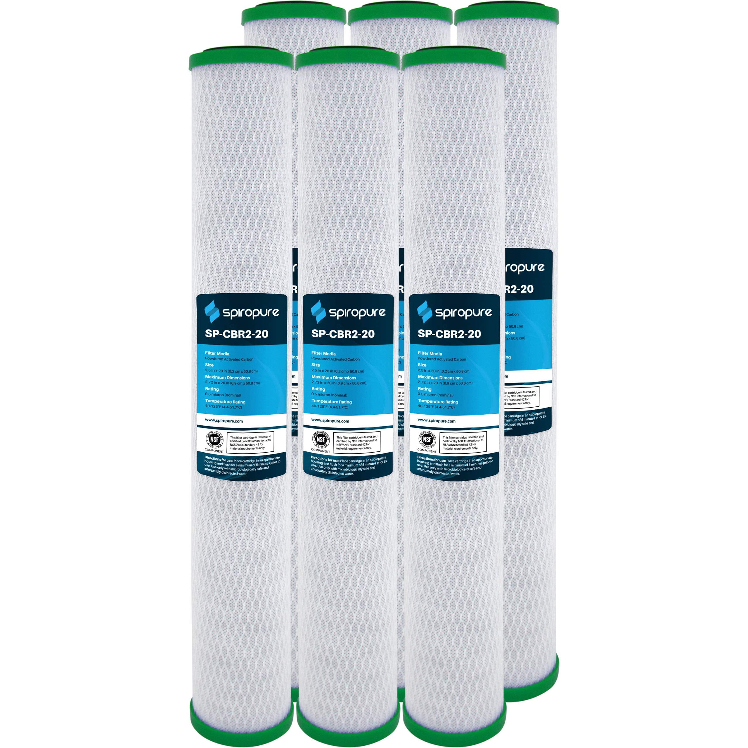 SpiroPure SP-CBR2-20 20x2.5 0.5 Micron NSF Certified Coconut Shell ...